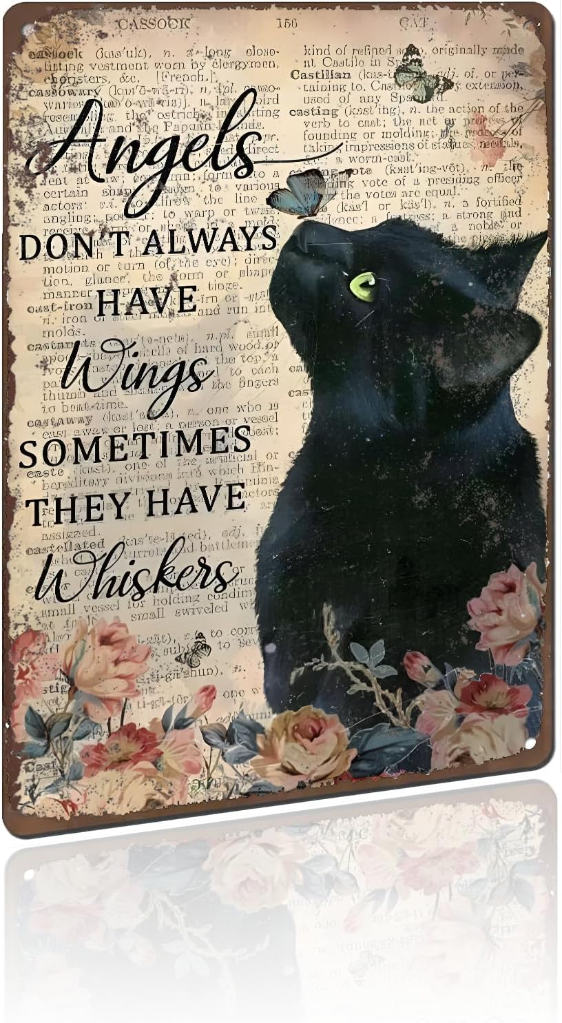 Amazon.com: Niekea Funny black cat memorial gifts-black cat sign poster ...