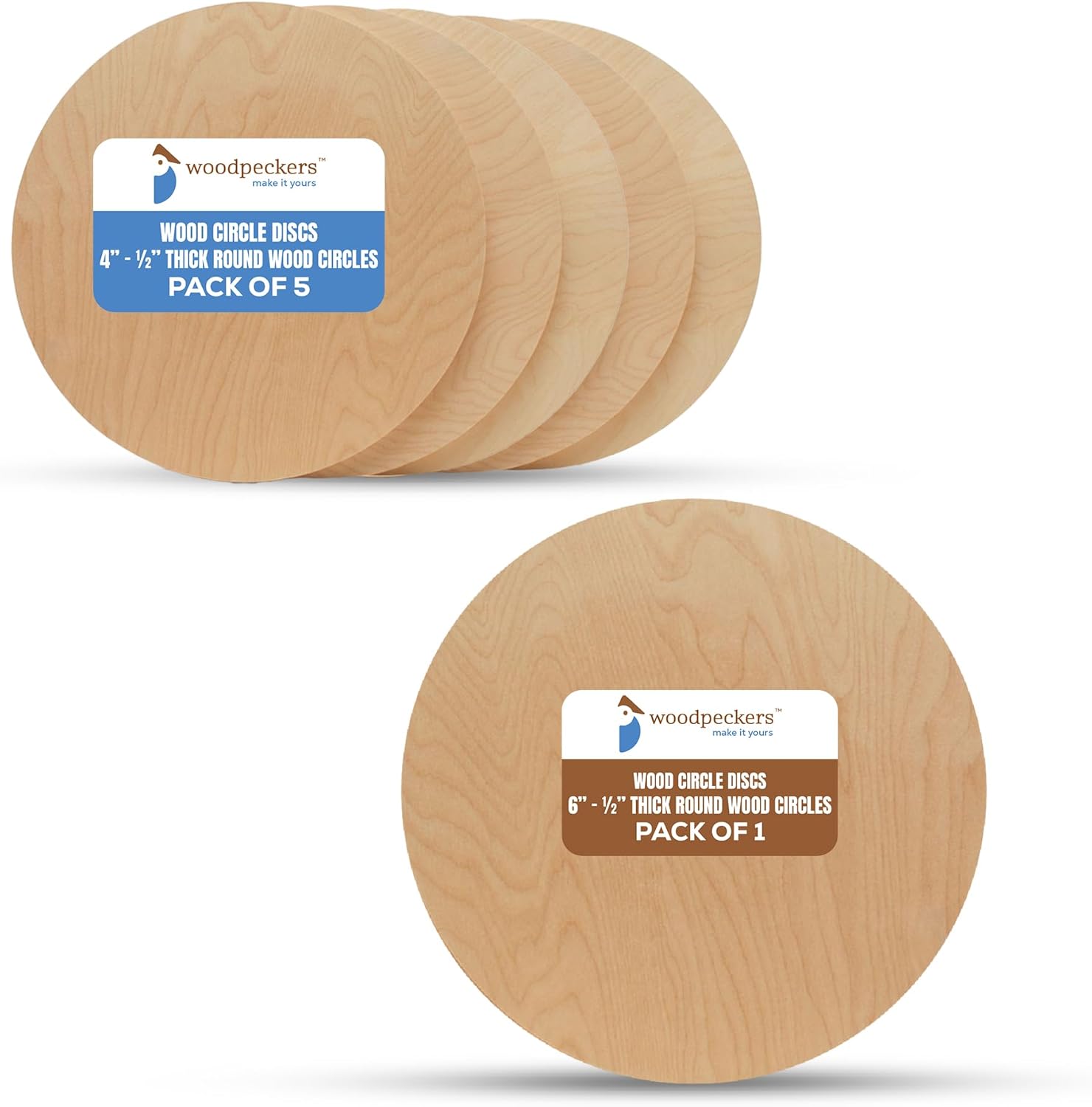 Amazon.com: Wood Circle Disc 4 inch Diameter, 1/2 inch Thick, Birch ...