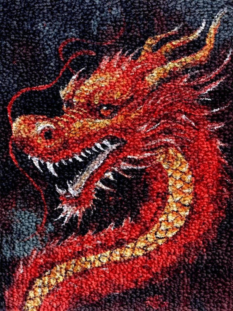 Amazon.com: Generic Chinese Dragon Latch Hook Kits Rug DIY Cushion ...