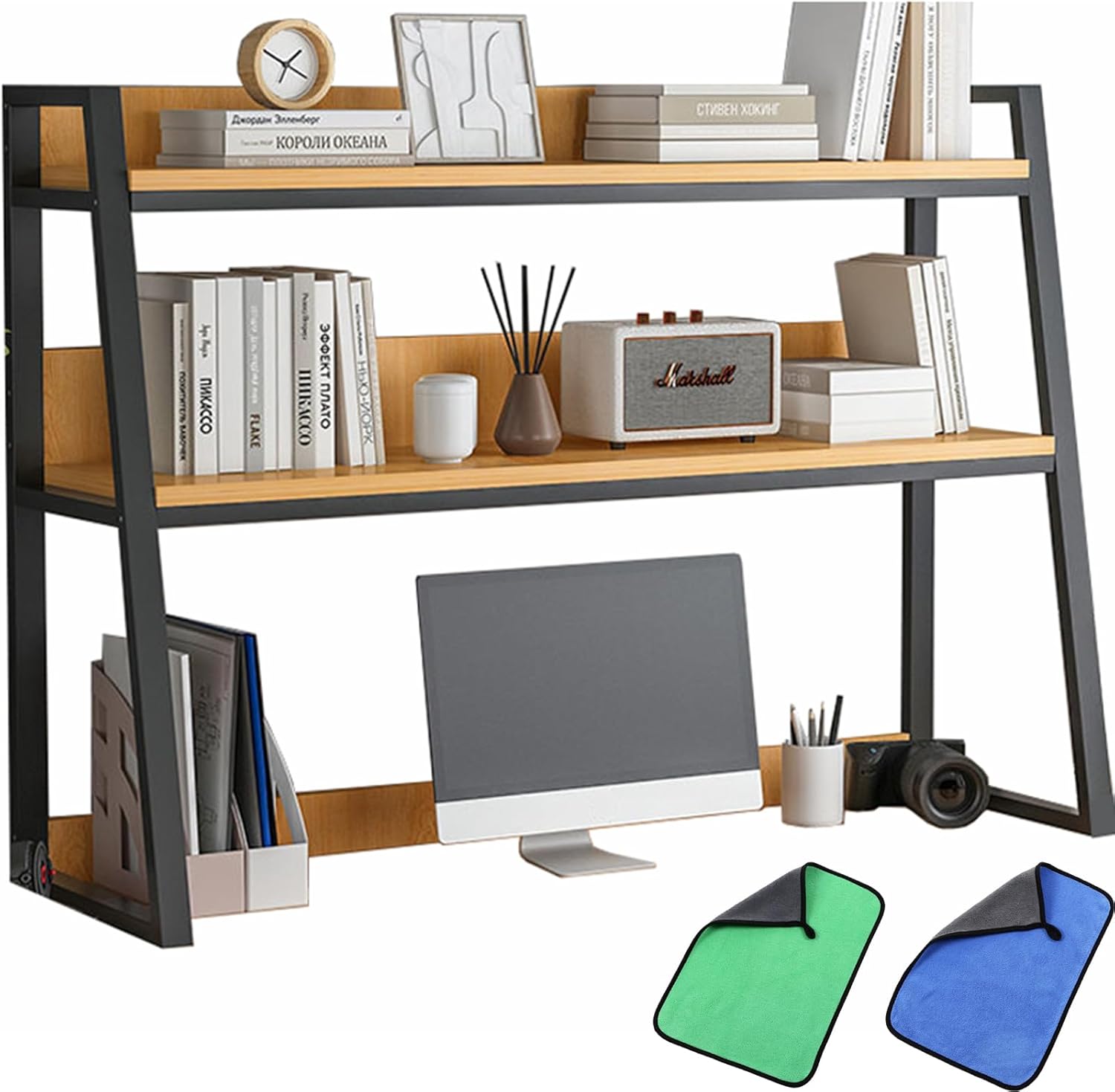 Amazon.com : Ladder Desktop Shelf, Desk Hutch 3-Tier for Computer Desk ...