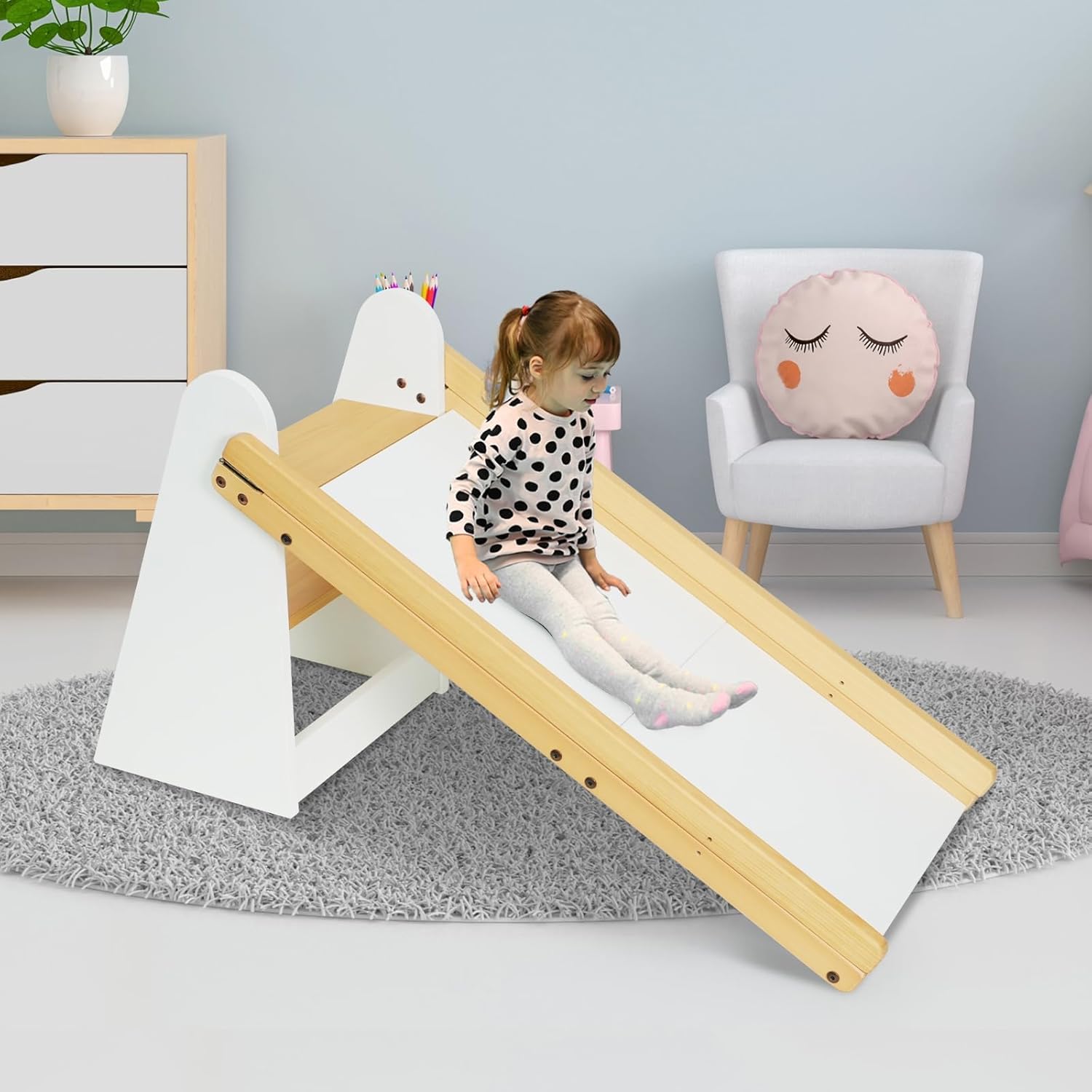 Amazon.com: 3 in 1 Toddler Slide Indoor, Wooden Kids Slide for Toddlers ...