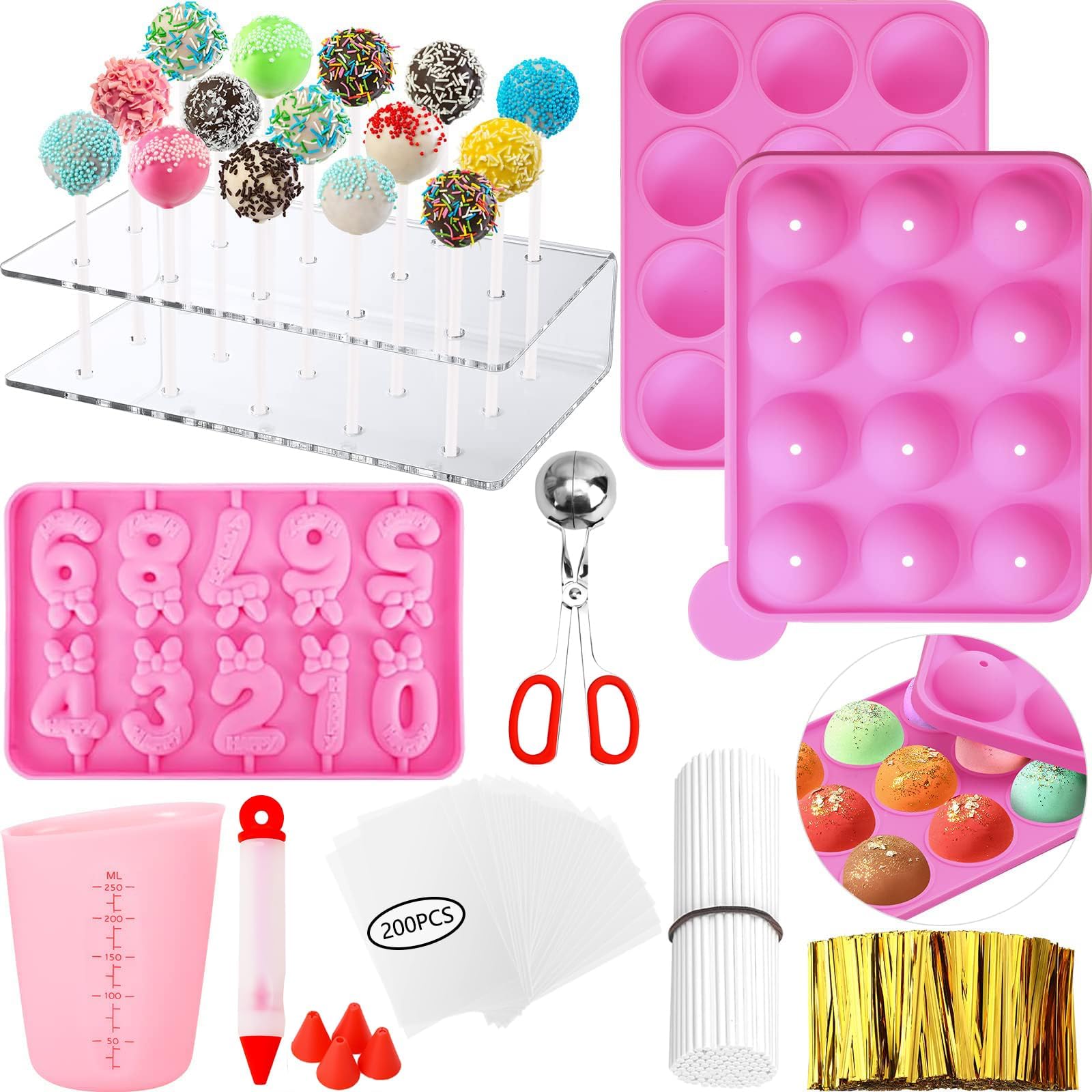 Amazon.com: Cake Pop Maker Kit 618Pcs with 5 Silicone Mold Sets - 3 ...