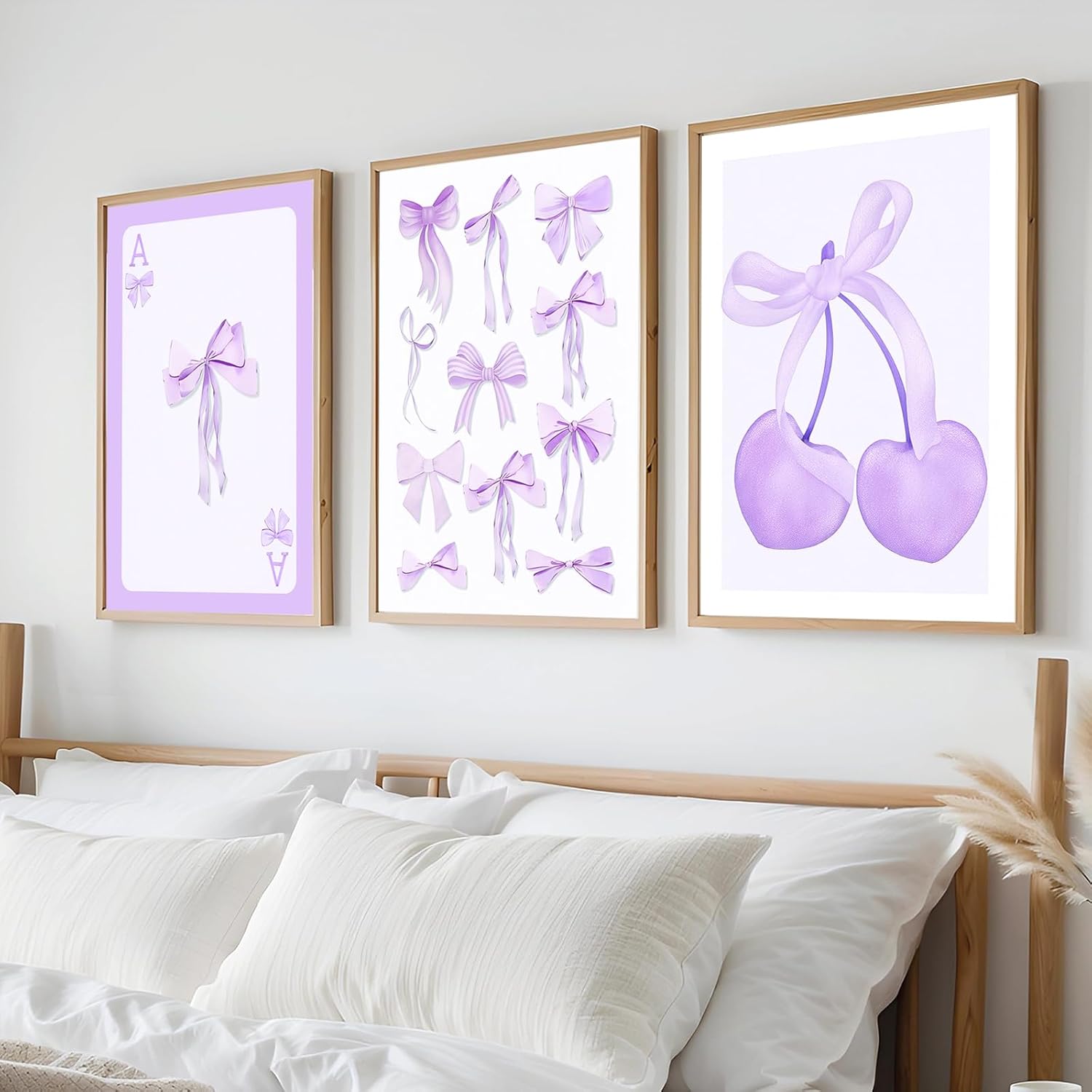 Amazon.com: Purple Coquette Trendy Preppy Bows Cherry Wall Art Prints ...