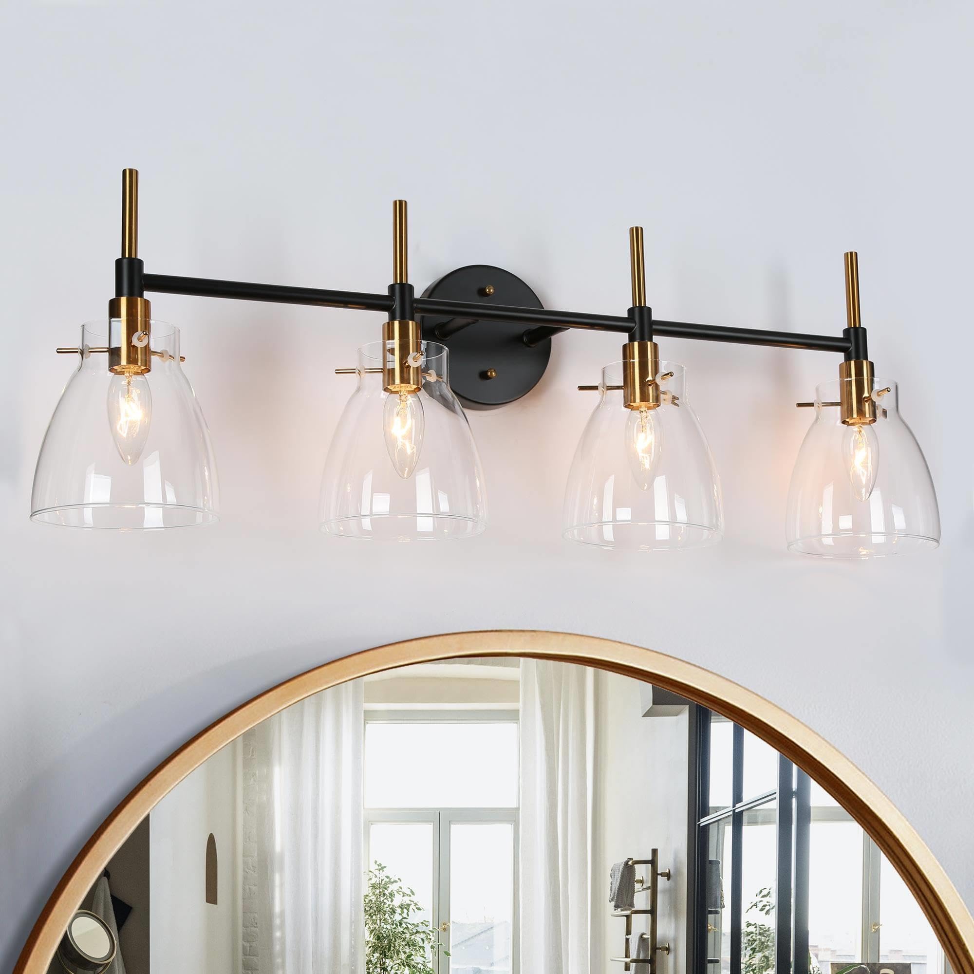 Bathroom Light Fixtures, Modern Farmhouse Bathroom Lighting, Black and ...