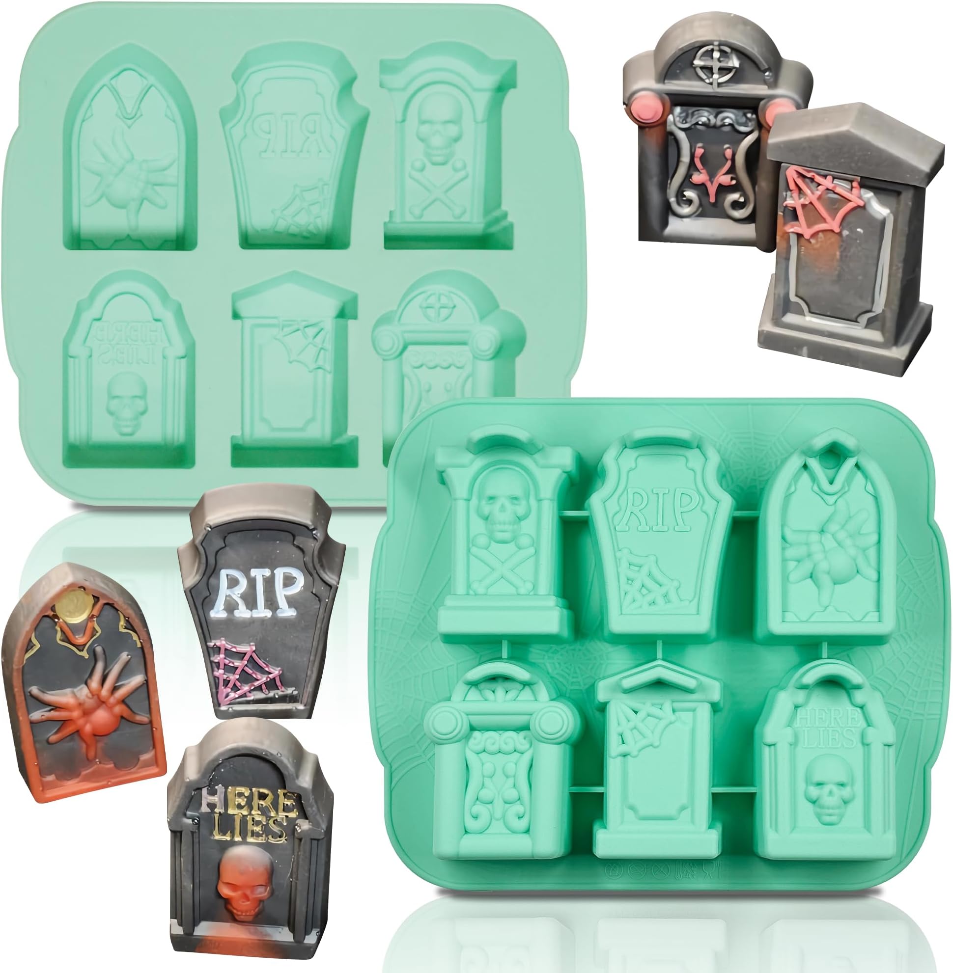 Amazon.com: Halloween Silicone Mold RIP Gravestone for Ice Cube Trays ...