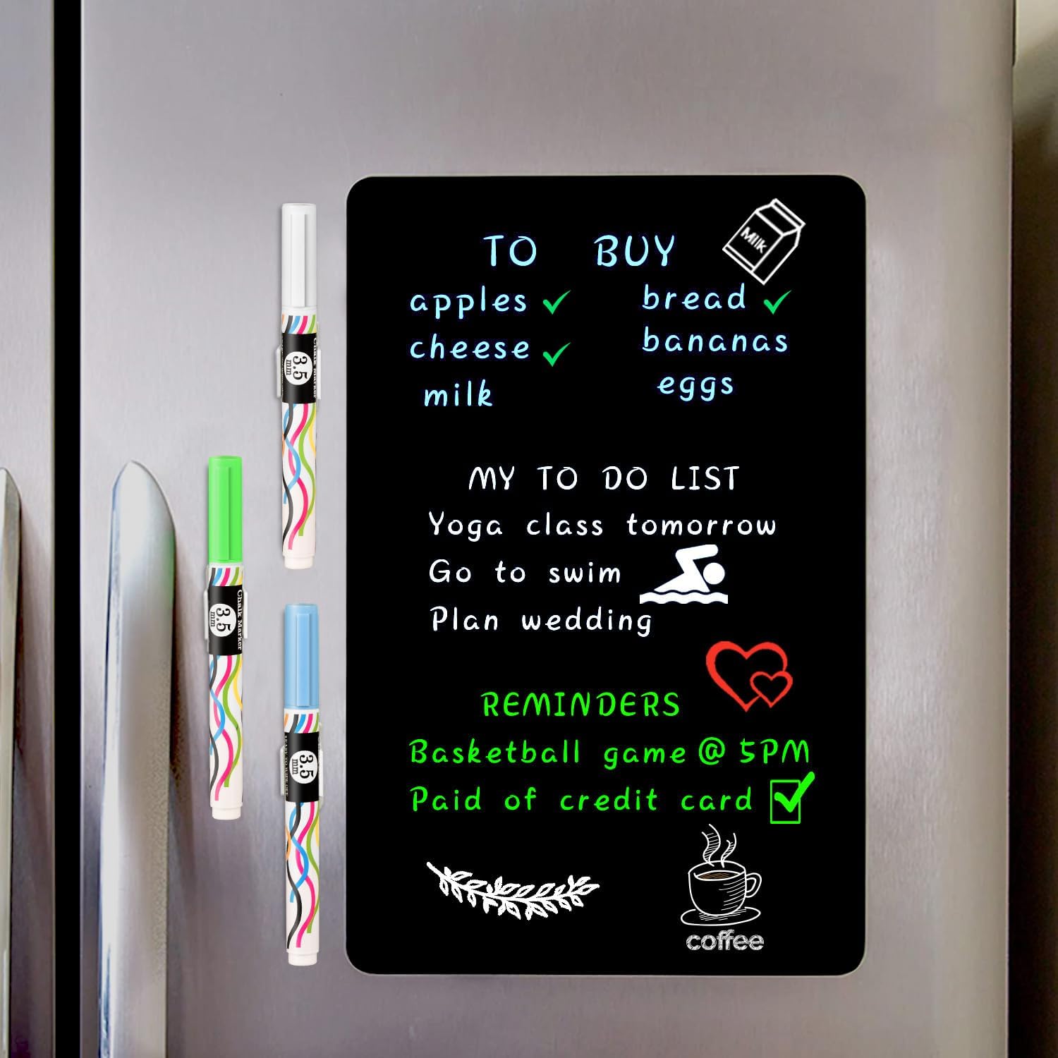 ANLIOTE Magnetic Fridge Chalkboard Sheet 43x28 cm, Easy to Read with ...