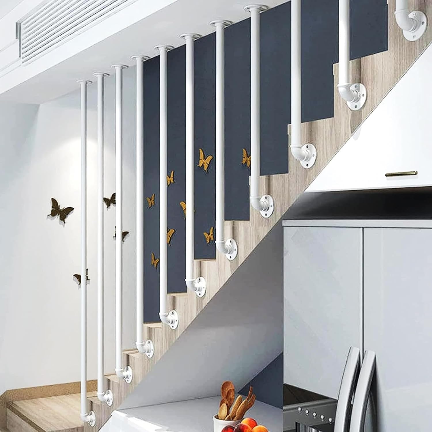 Stair Railings Entrance U-Shaped Stair Handrail L-Shaped Wrought Iron ...