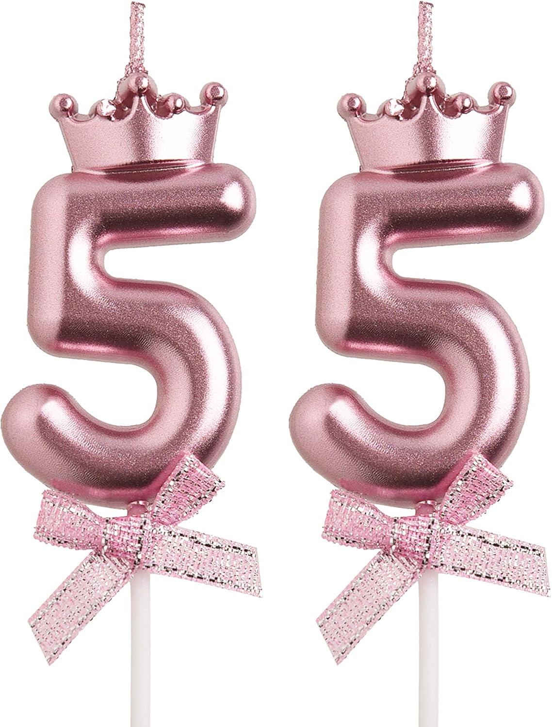 Amazon.com: AOOLADA 55th Birthday Candles, Rose Gold 55 Year Old Number ...