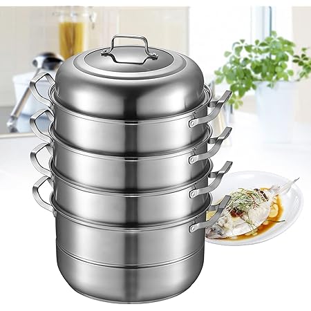 Amazon.com: 5 Tier Multi Tier Layer Stainless Steel Steamer Pot For ...