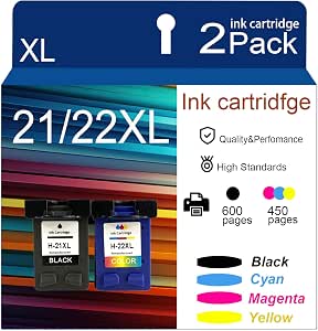21 22XL Ink Cartridge Replacement for HP OfficeJet Pro 1402 1406 1408 ...