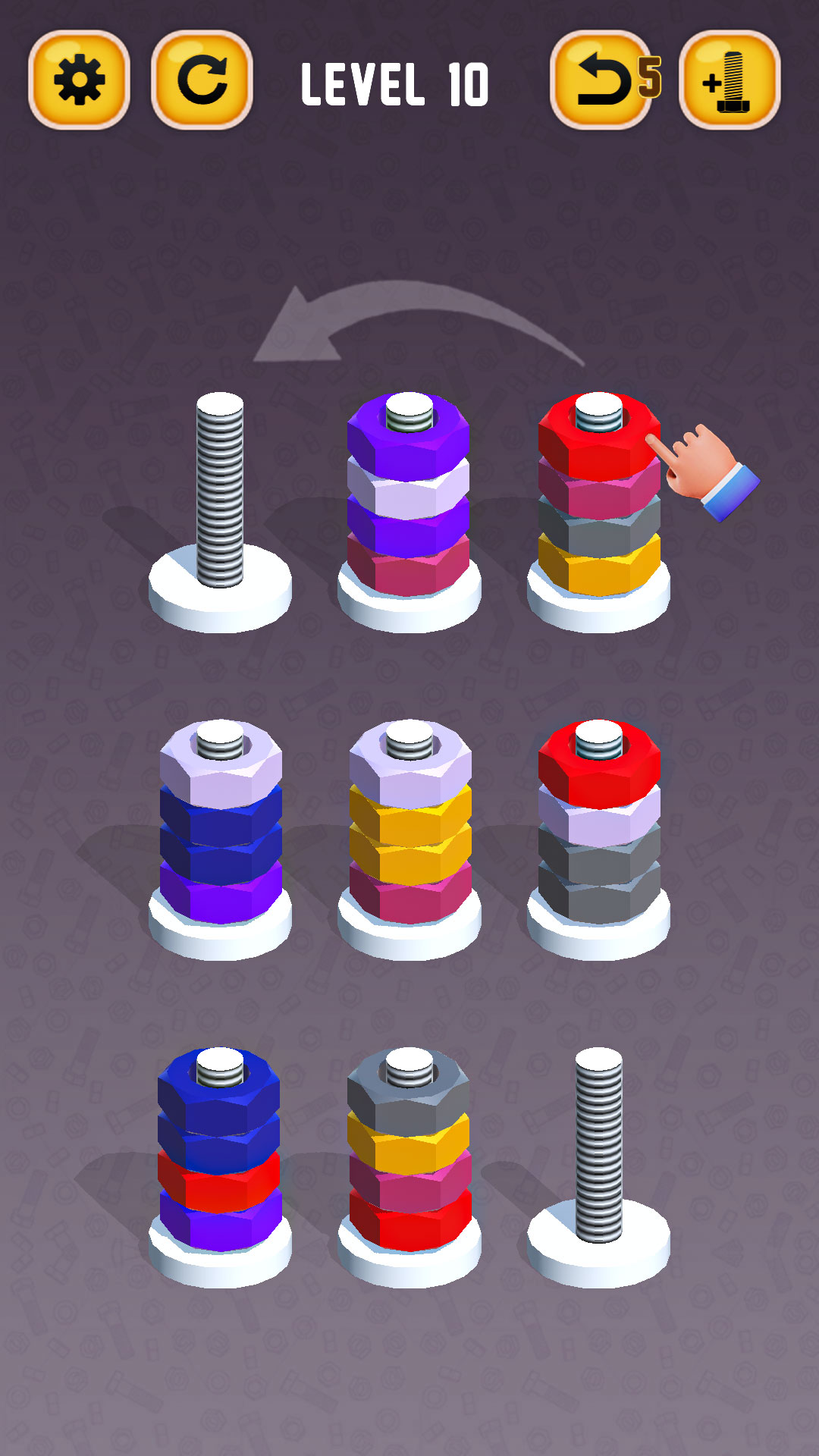 Bolts Color Sorting: Nuts Sort - Nuts & Bolts Puzzle Game 3D Nut and Bolt Sort: Color Sort ...