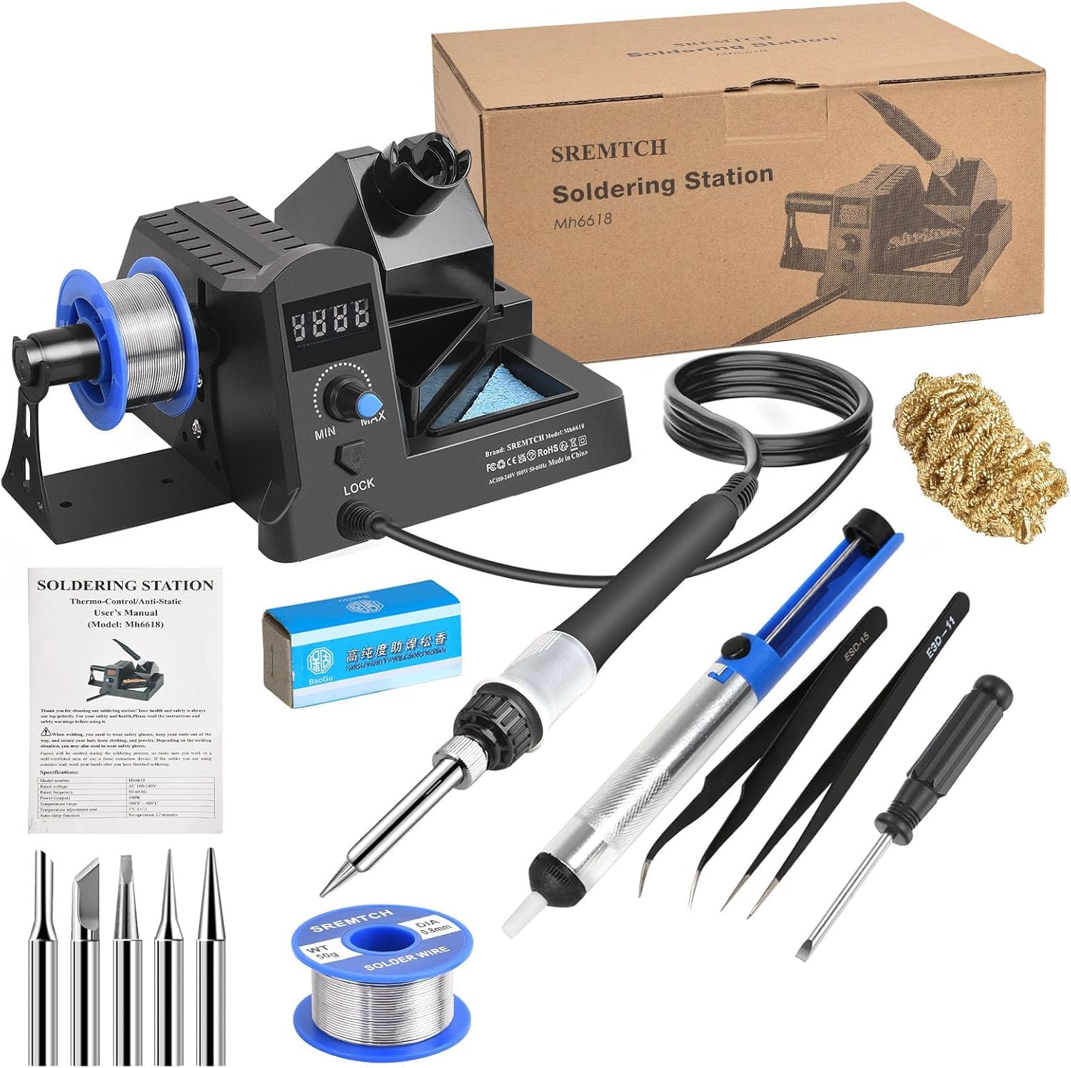 Snapklik.com : 100W Digital Display Soldering Station Kit, Hot Air ...