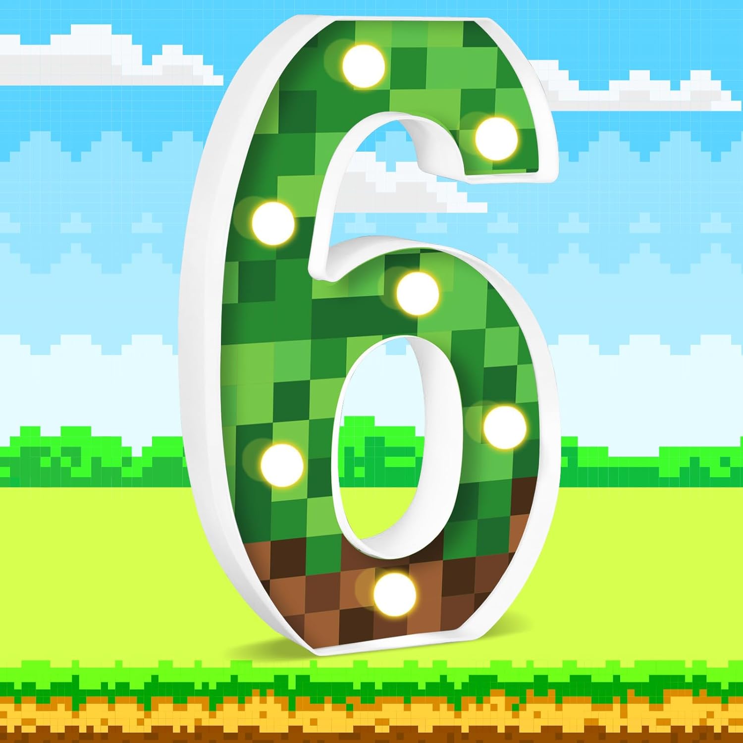 AXBMM 8.5" Pixel Game Light up Numbers Pixel Game Birthday Decorations ...
