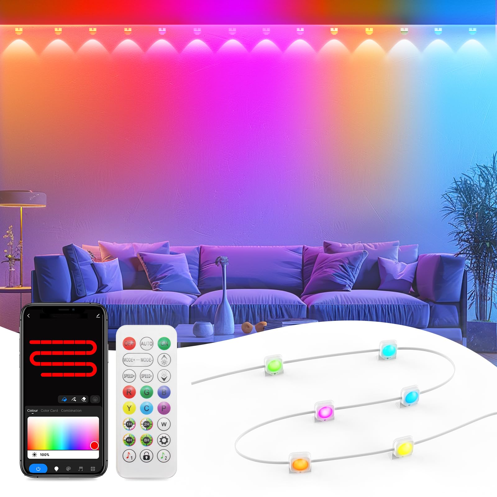 Amazon.com: RGB+IC+WW String Downlights, Smart LED String Lights ...