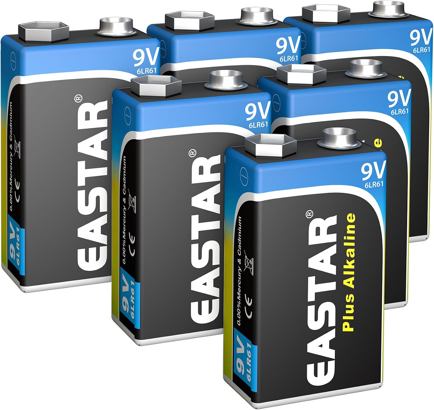 Amazon.com: EASTAR BTS 9V Batteries - Alkaline 9 Volt Batteries (6 Pack ...