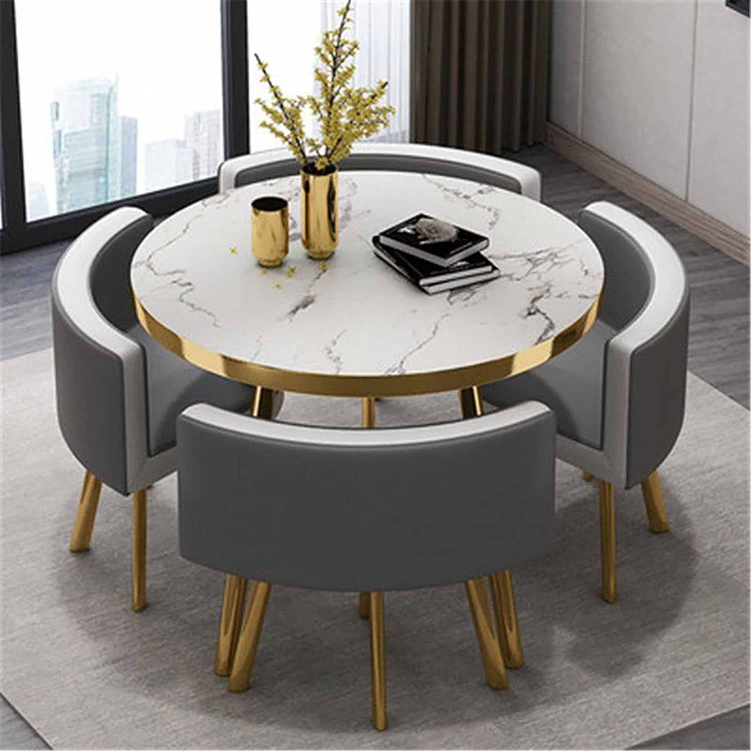 Amazon.com - OCAZI Simple Small Round Table Kitchen Dining Table Set ...