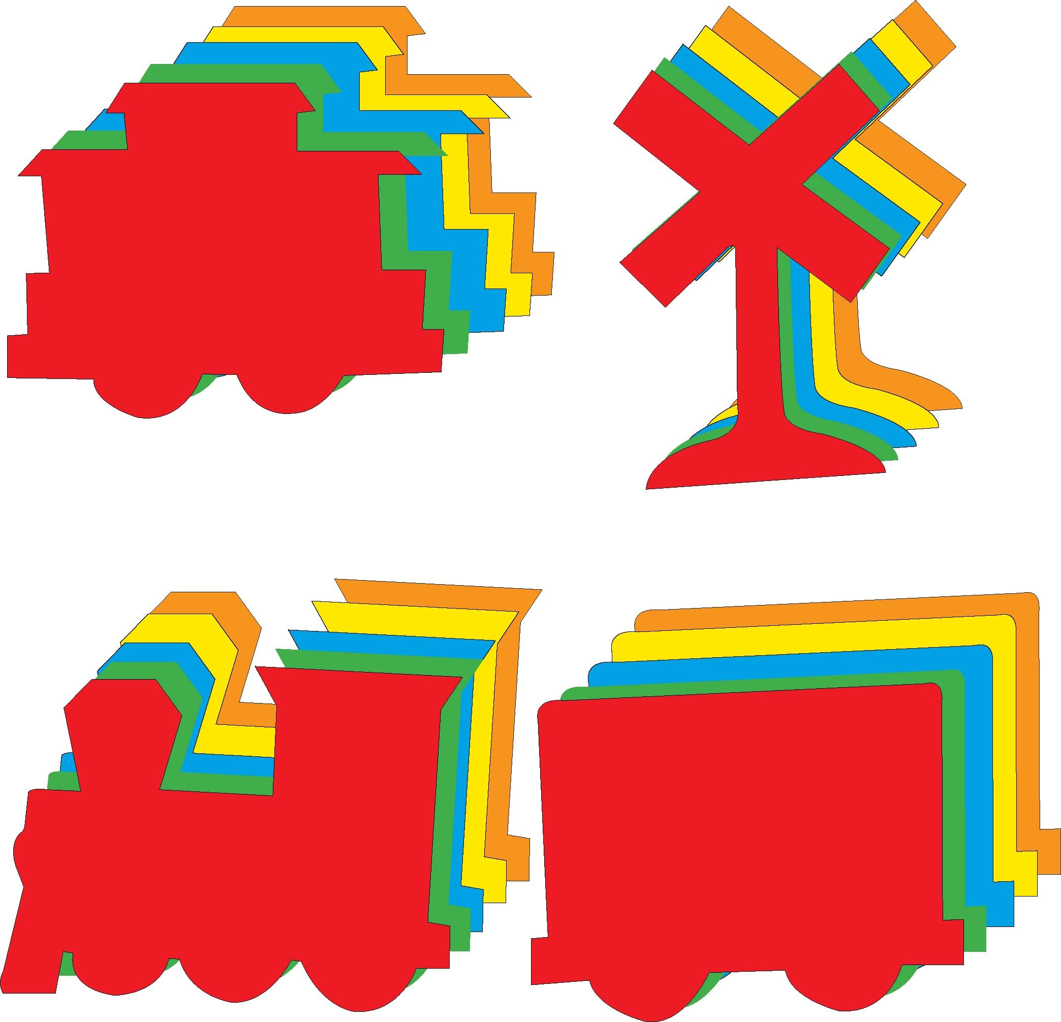 Amazon.com: 5.5” Train Large Assorted Color Creative Cut-Out Set, with ...