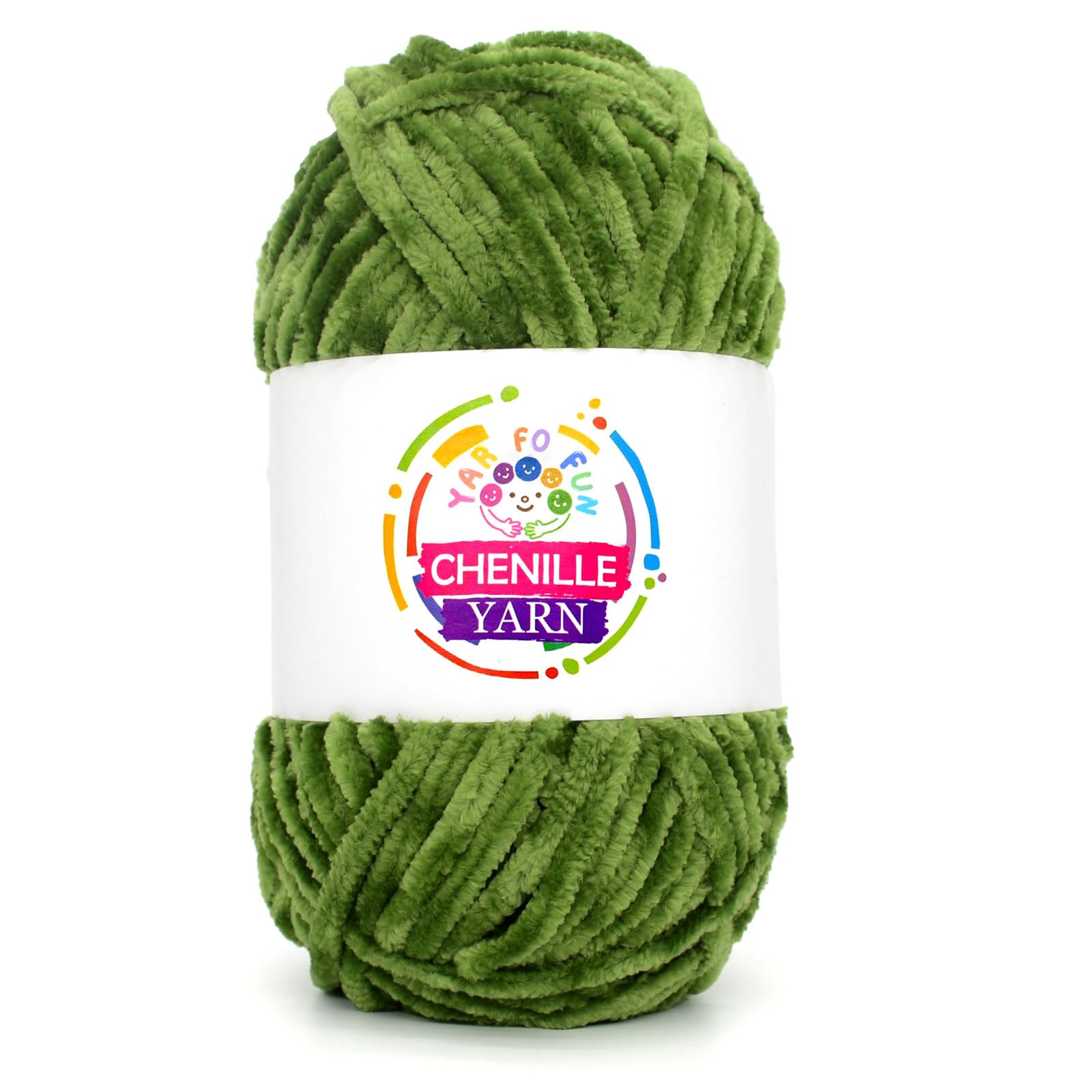 Amazon.com: 100g Velvet Chenille Yarn for Crocheting,Olive Green Fluffy ...