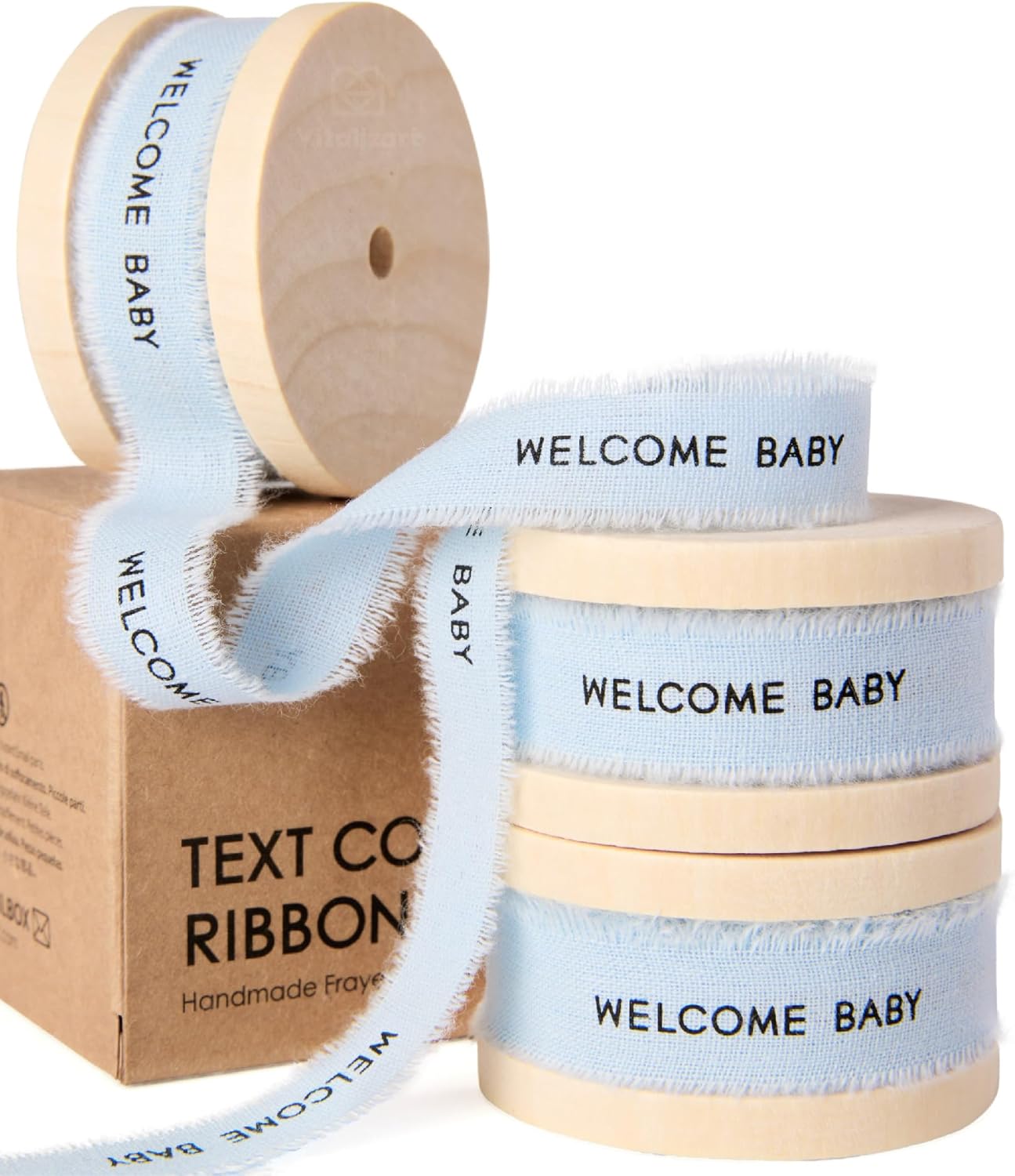 Amazon.com: Vitalizart Welcome Baby Cotton Ribbon 5/8 Inch Natural ...