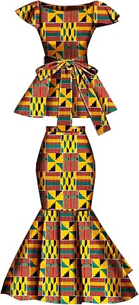 Amazon.com: CPFZUO African Outfits for Women Dashiki Dress 2 Piece Set ...