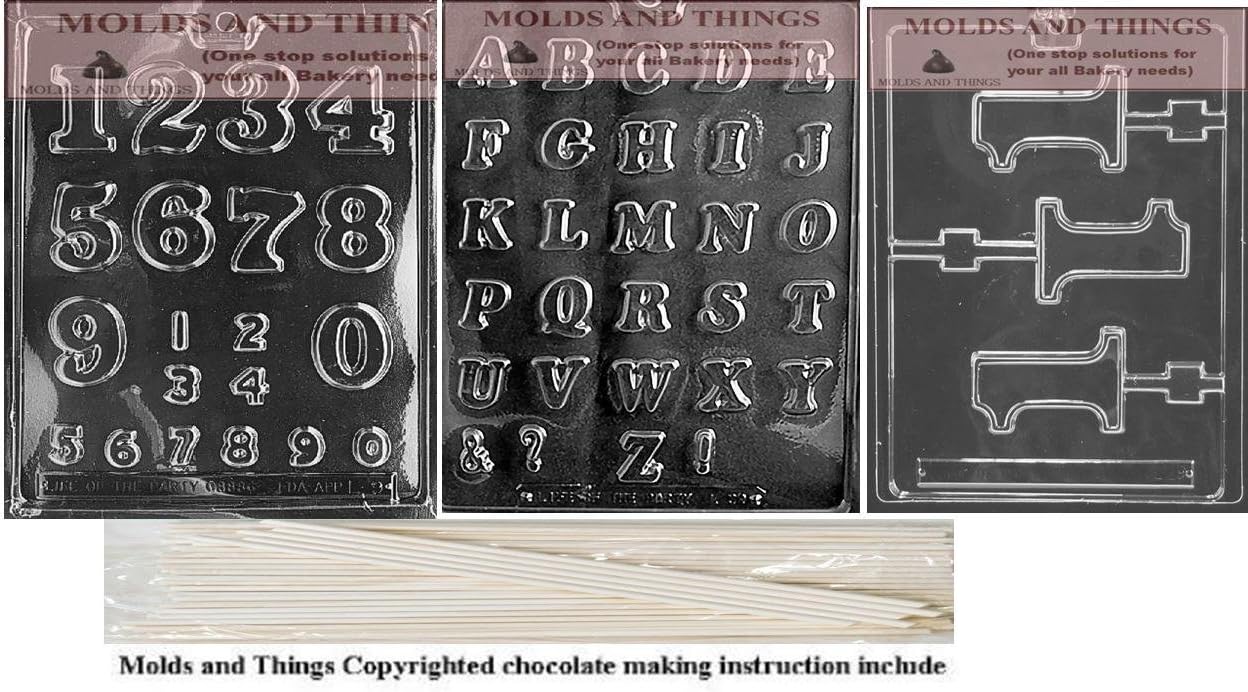 Amazon.com: Number 1 Lolly 1st birthday Chocolate Candy Mold, Alphabet ...