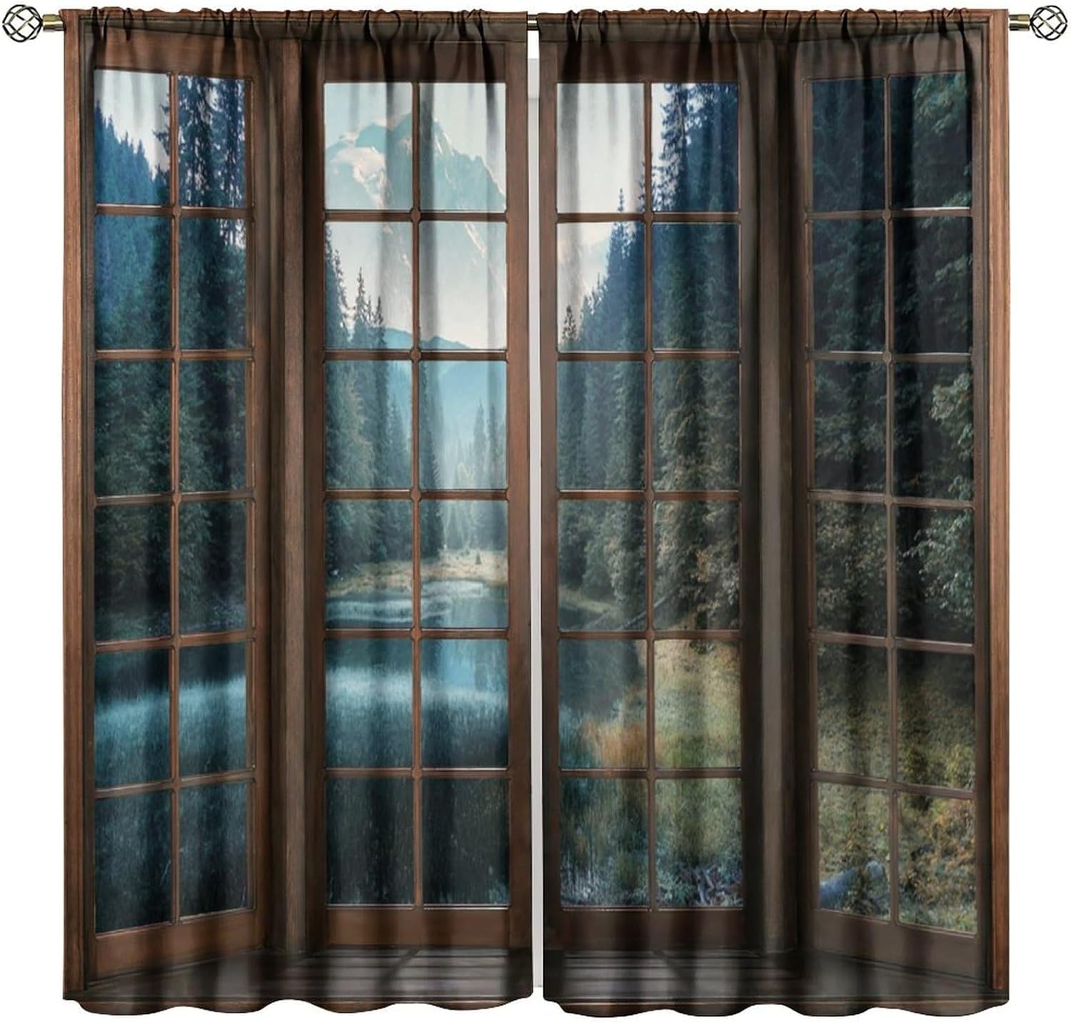 Amazon.com: Forest Natural Scenery Curtains Beautiful Lake Woods Window ...