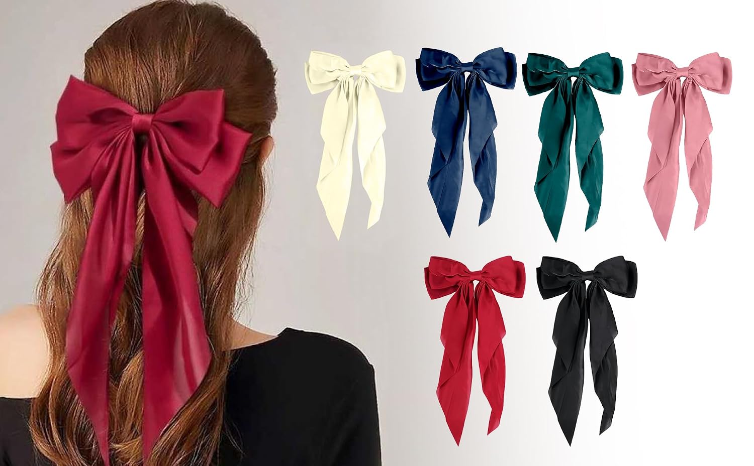 Amazon.com : Black Hair Bows for Women,Big White Bows for Girls Hair ...