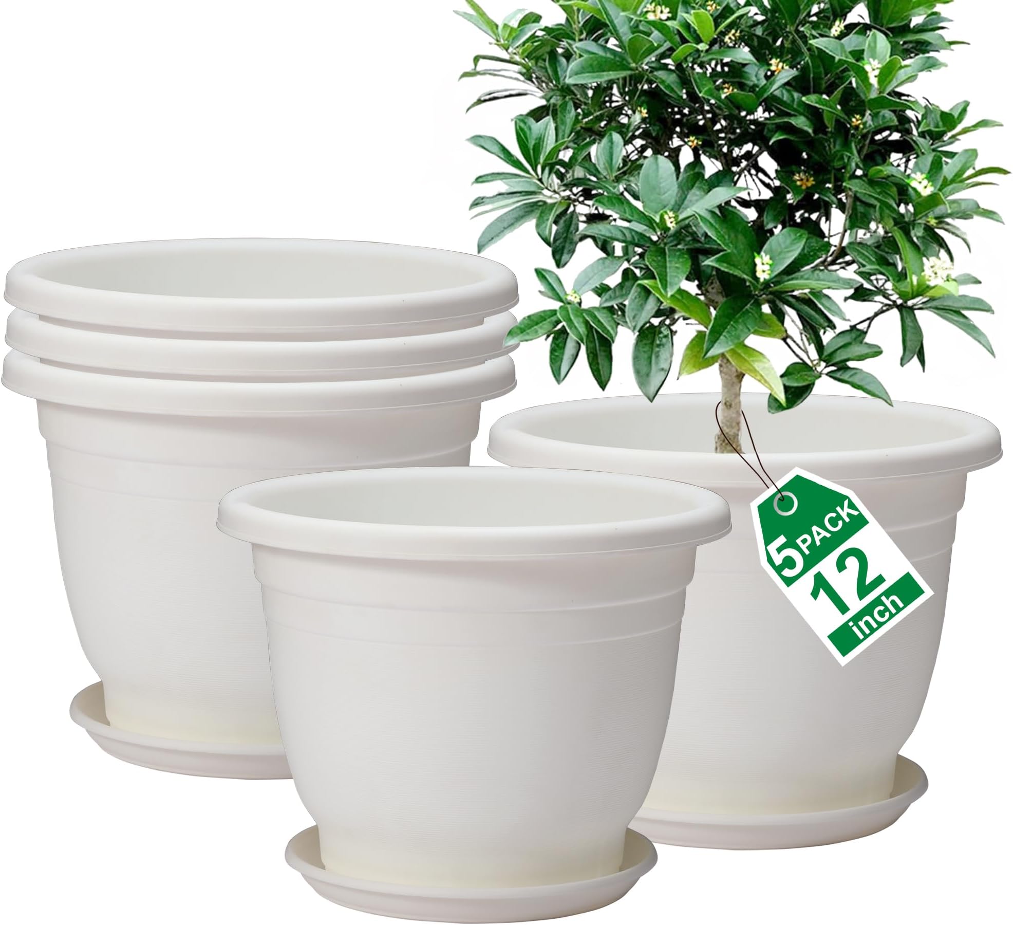 Amazon.com: Tcevily 10 Pack 12 Inch Plastic Flower Pots Planters for ...