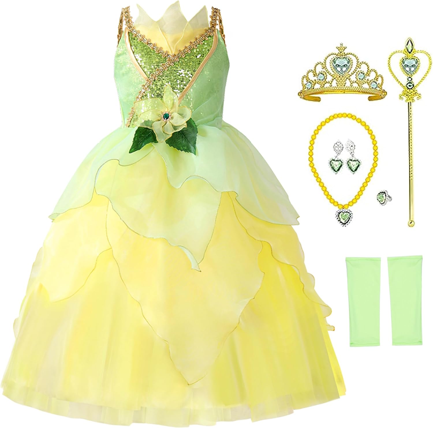 Amazon.com: ToLaFio Disfraz de hada de princesa Tiana para niñas, vestido de Halloween para ...