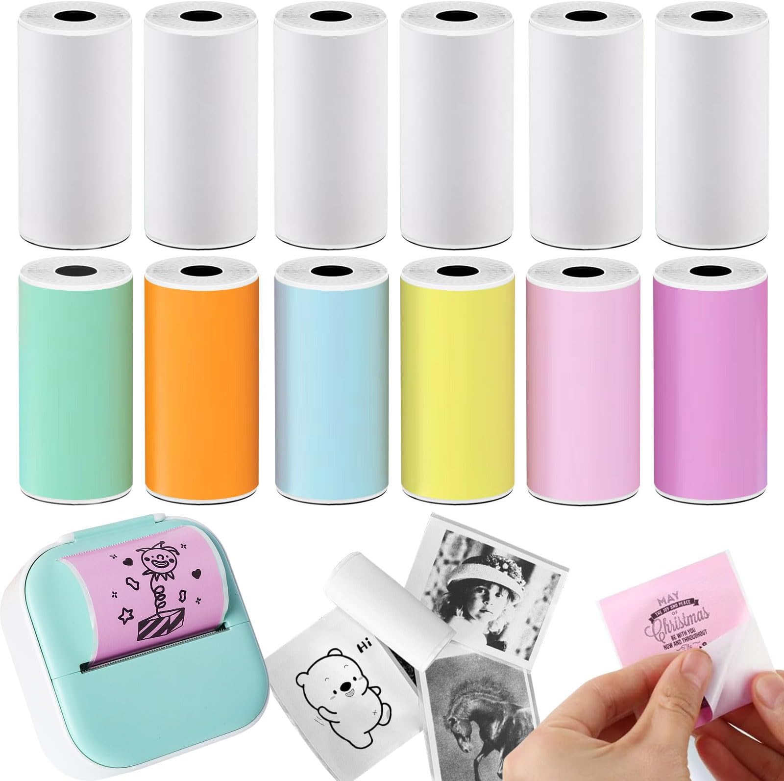 Amazon.com : Thermal Paper Self-Adhesive Sticker Paper for Mini Thermal ...