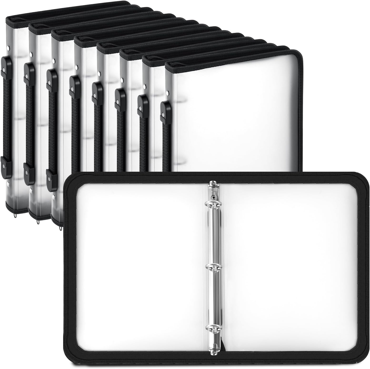 Amazon.com : Teling 8 Pack 1 Inch Binder Clear White Zipper Binder with ...