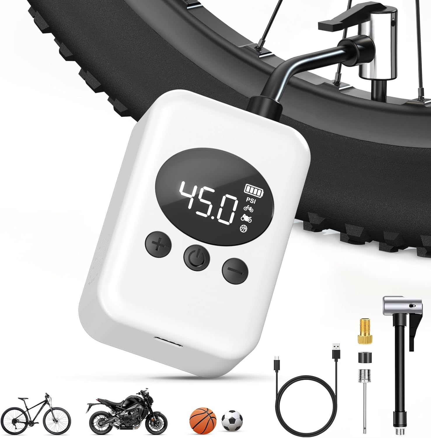 Amazon.com : Mini Bike Pump, 150 PSI Portable Electric Bike Air Pump ...