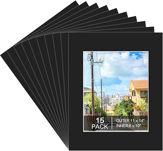 Amazon.com: Prudiut 15 Pack 11x14 Black Picture Mats, Frame Mattes for ...