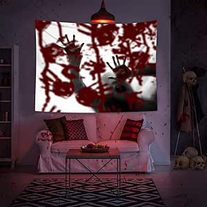Amazon.com: QGHOT Halloween Tapestry Wall Hanging, Scary Bloody ...