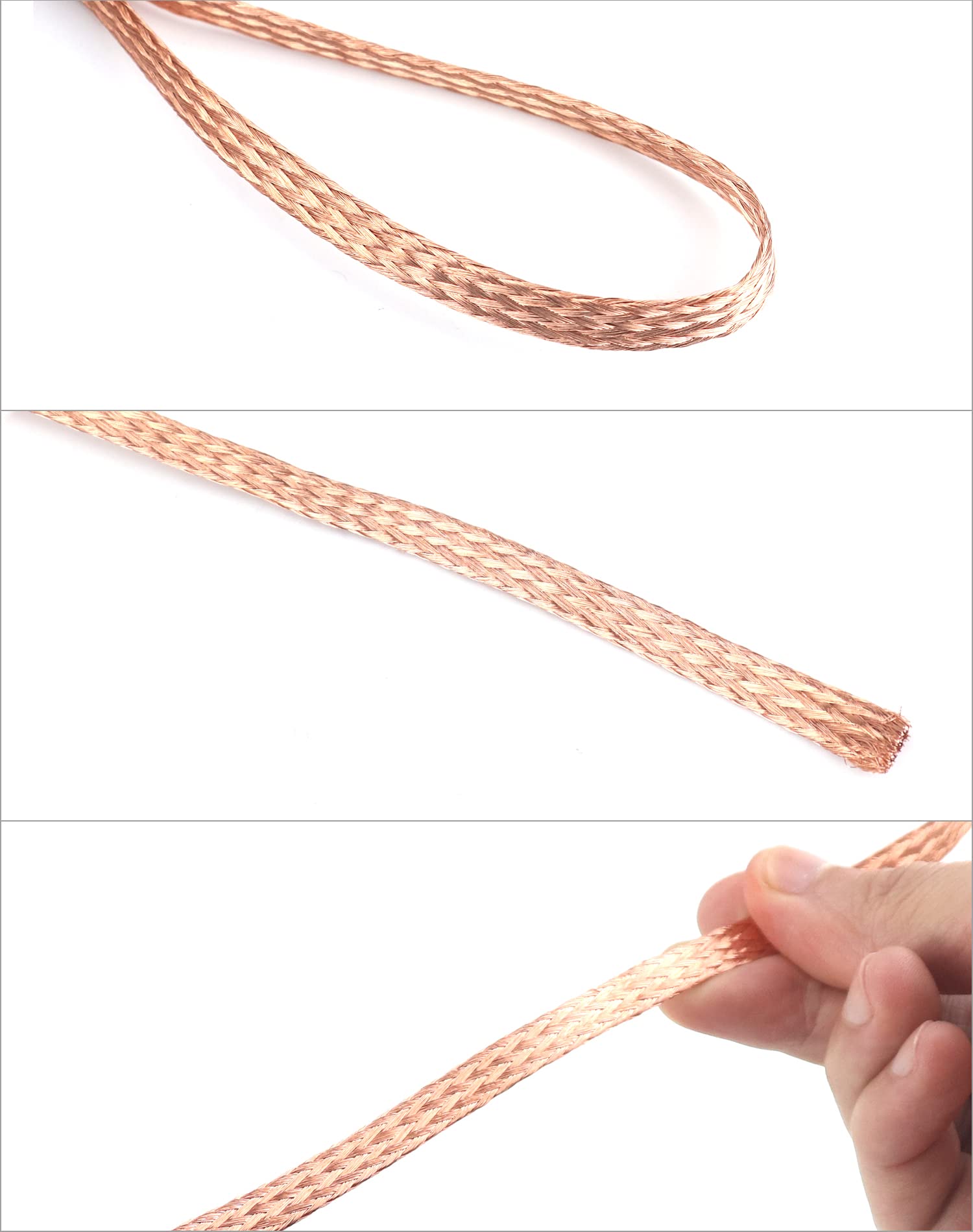 Snapklik.com : Flat Copper Braid Cable, 30ft 6mm Flat Copper Braided ...