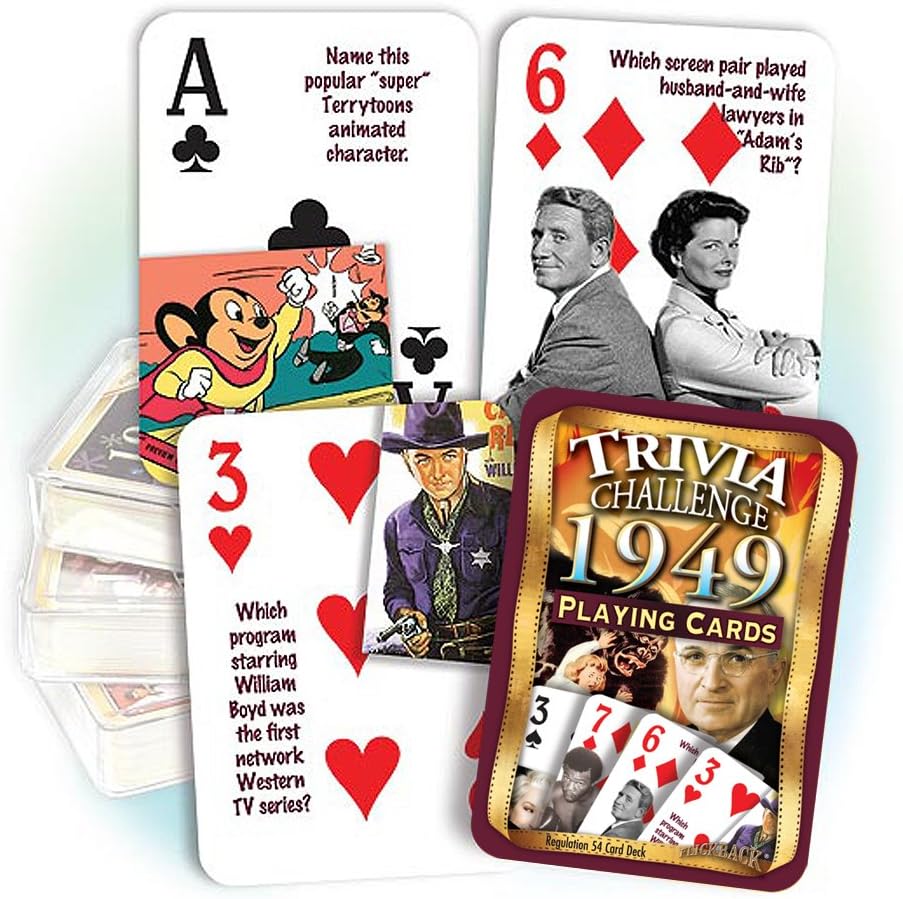 Amazon.com: 1949 Flickback Trivia Playing Cards: Birthday : Toys & Games