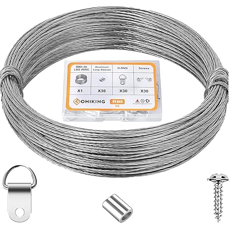 Picture Hanging Kit - 100 Feet Stainless Steel Hanging Wire, 60 Pcs D ...