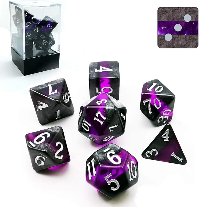 Amazon.com: Bescon Mineral Rocks GEM Vines Polyhedral D&D Dice Set of 7 ...