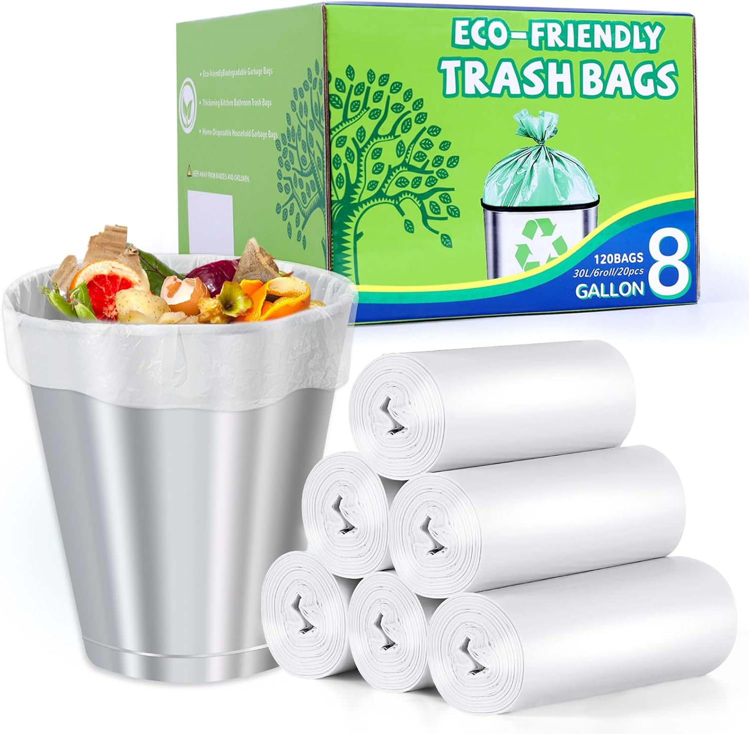 Clear Kitchen Garbage Bags 30L: Garbage Bags 8 Gallon Trash Bags for ...