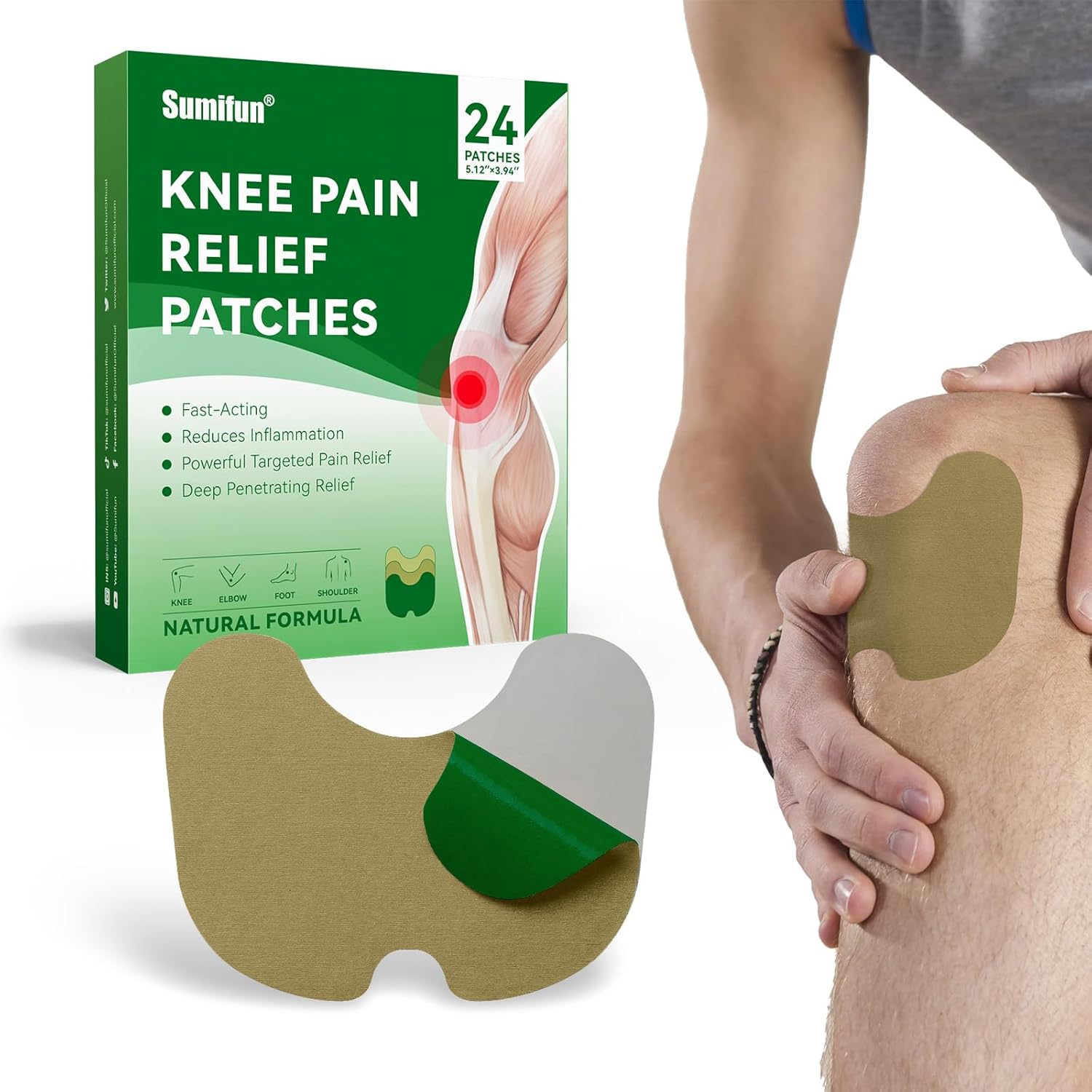 Amazon.com: Sumifun Knee Pain Relief Patches - 24 Count Long-Lasting ...
