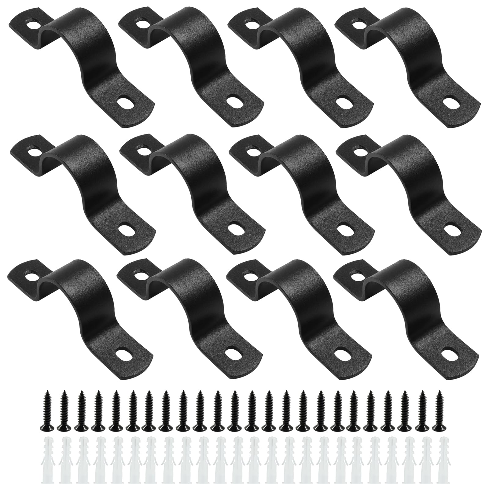 PHITUODA 12Pcs Two Holes Pipe Strap 1" U Bracket Clamps Heavy Duty Pipe ...