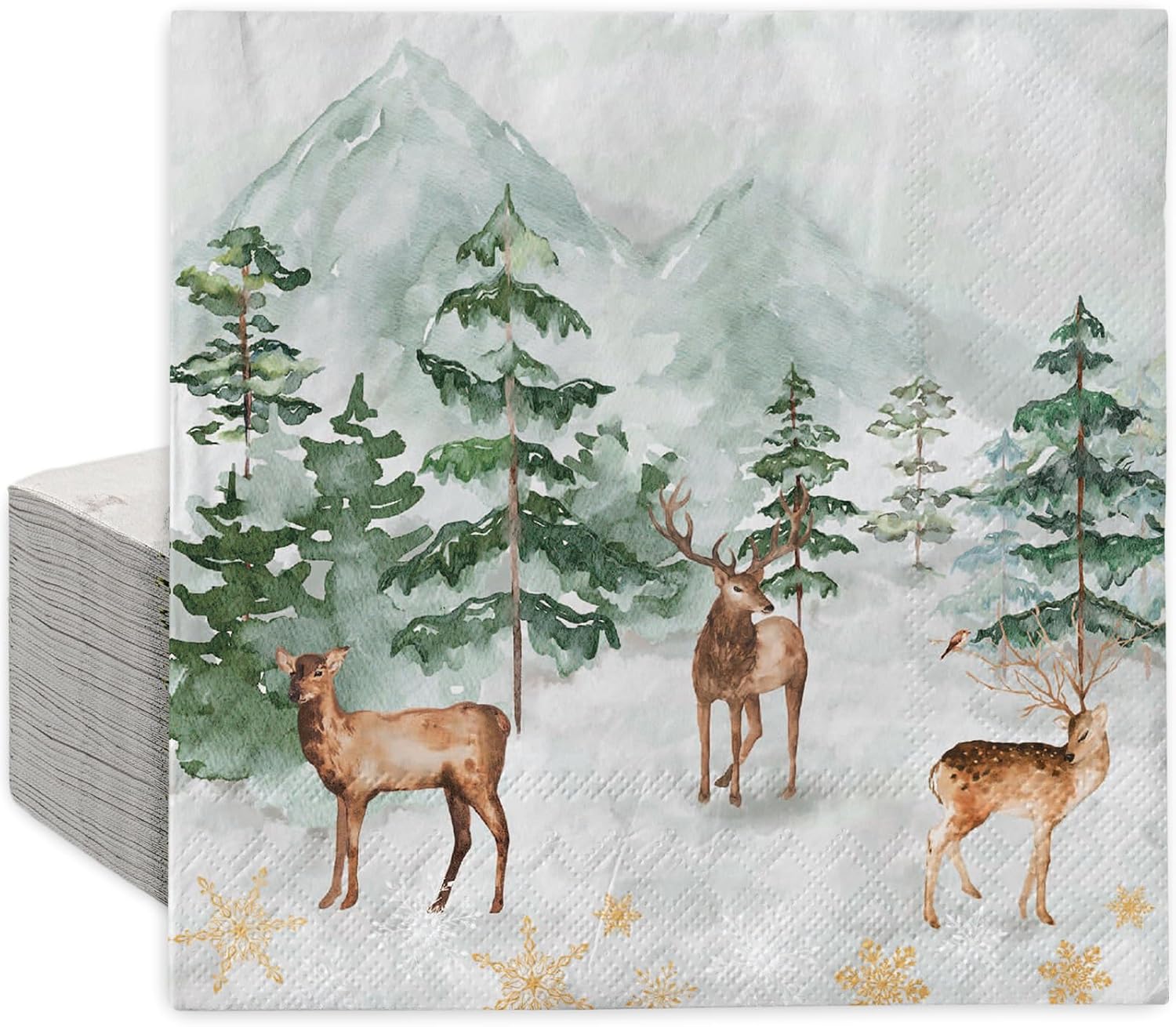 Amazon.com: JarThenaAMCS 80Pcs Christmas Paper Napkins Watercolor Pine ...