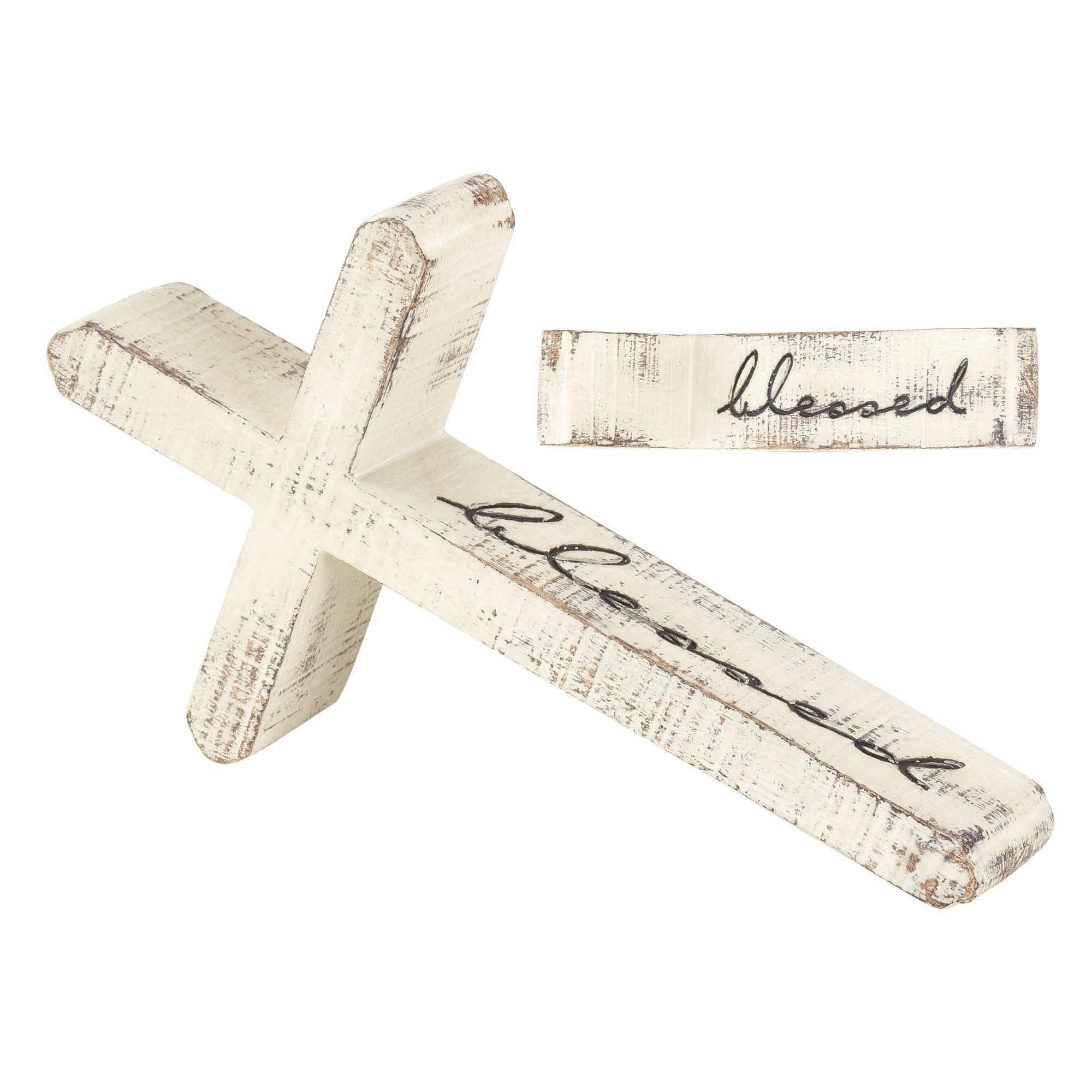 Amazon.com: Blessed Distressed White 10 x 5 Inch Resin Stone Tabletop ...