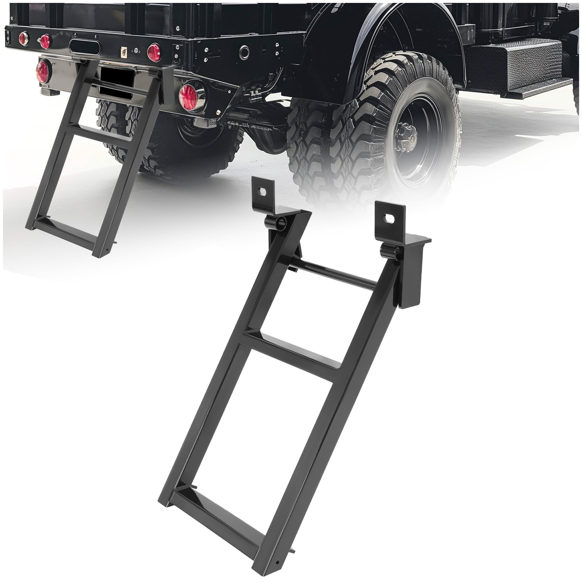 Amazon.com: KUAFU Truck Step 2-Rung Retractable Tailgate Ladder Black ...