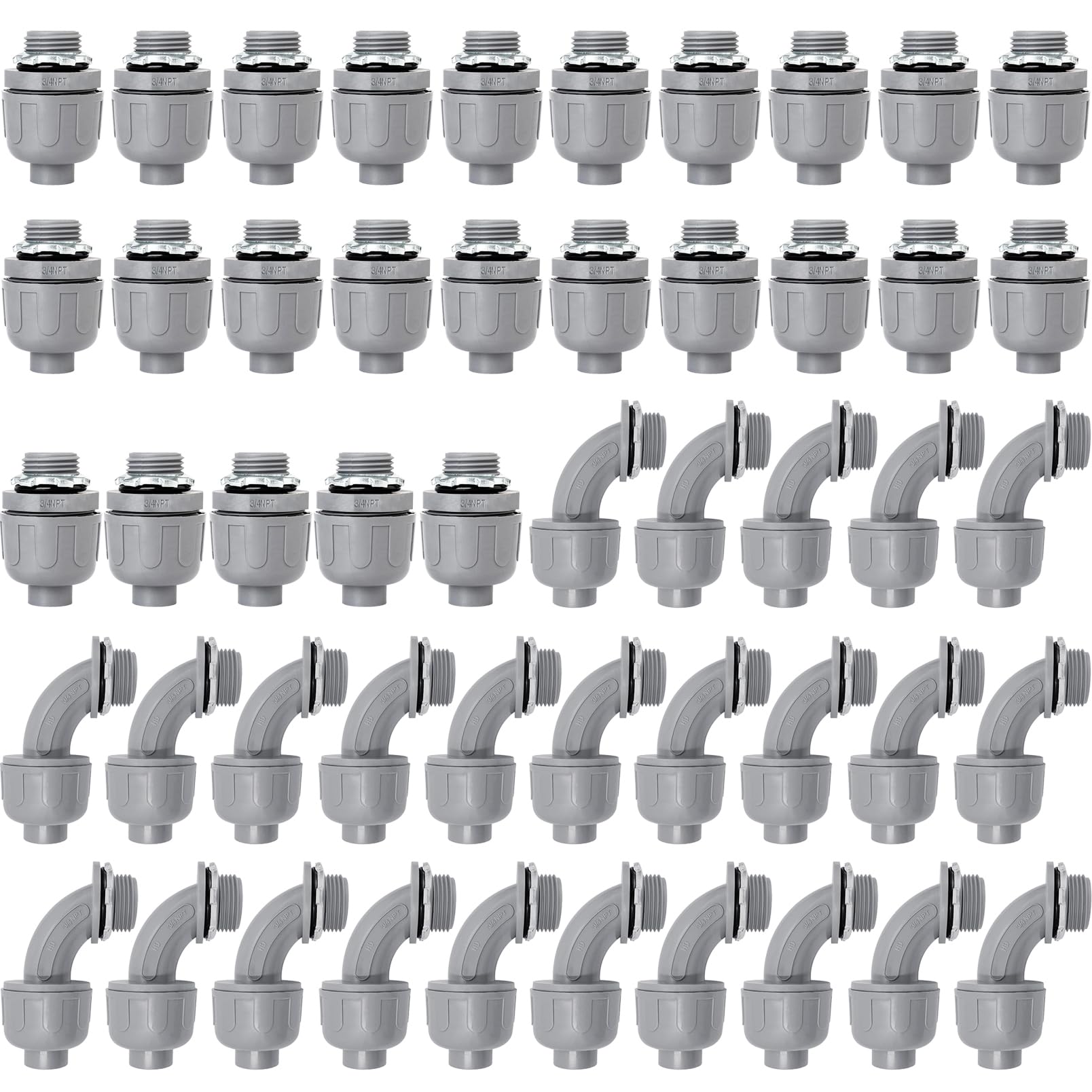 Snapklik.com : Feotech 50 Pack 3/4 Inch Liquid Tight Connectors - PVC ...