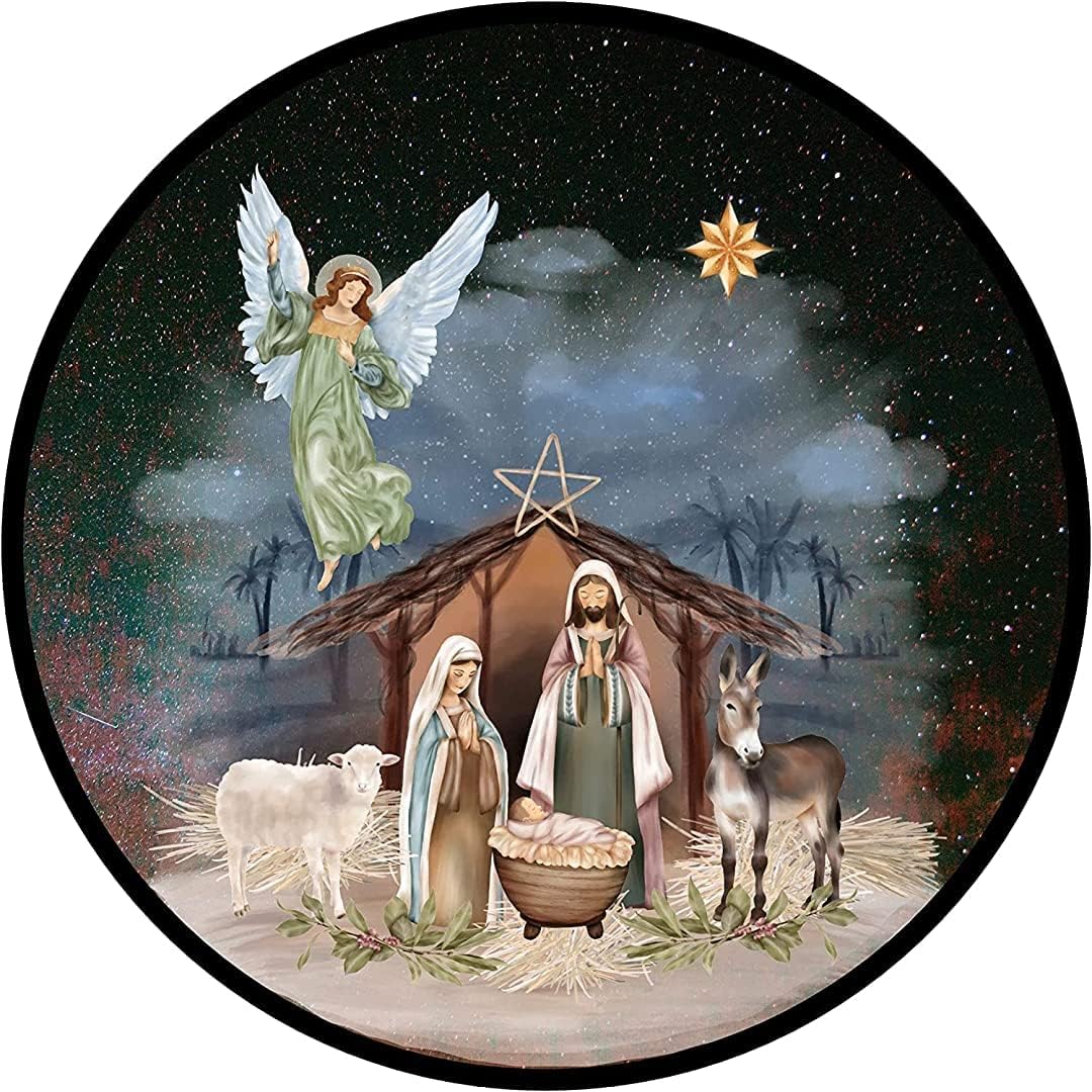 Amazon.com: Adults Kids 500 Pieces Round Jigsaw Puzzle Nativity Wreath ...