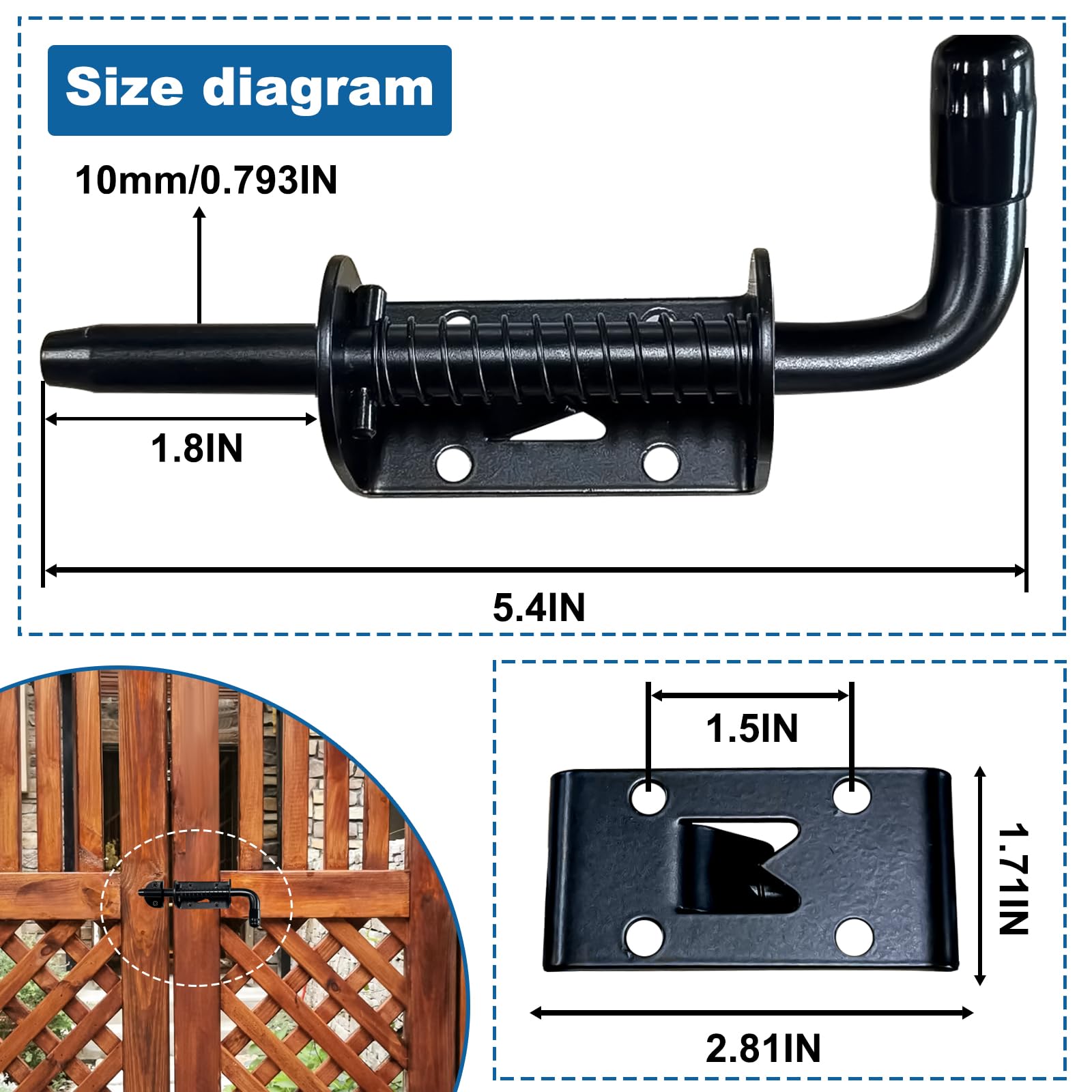 Snapklik.com : Spring Loaded Barrel Bolt - Door Latch Pin 5 Inch 304 Stainless Steel Metal Lock ...