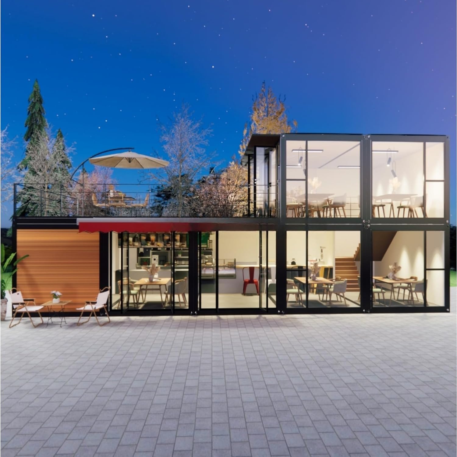 Amazon.com: Flat 2 Story Container House 20ft 40ft Luxury Modern Prefab ...