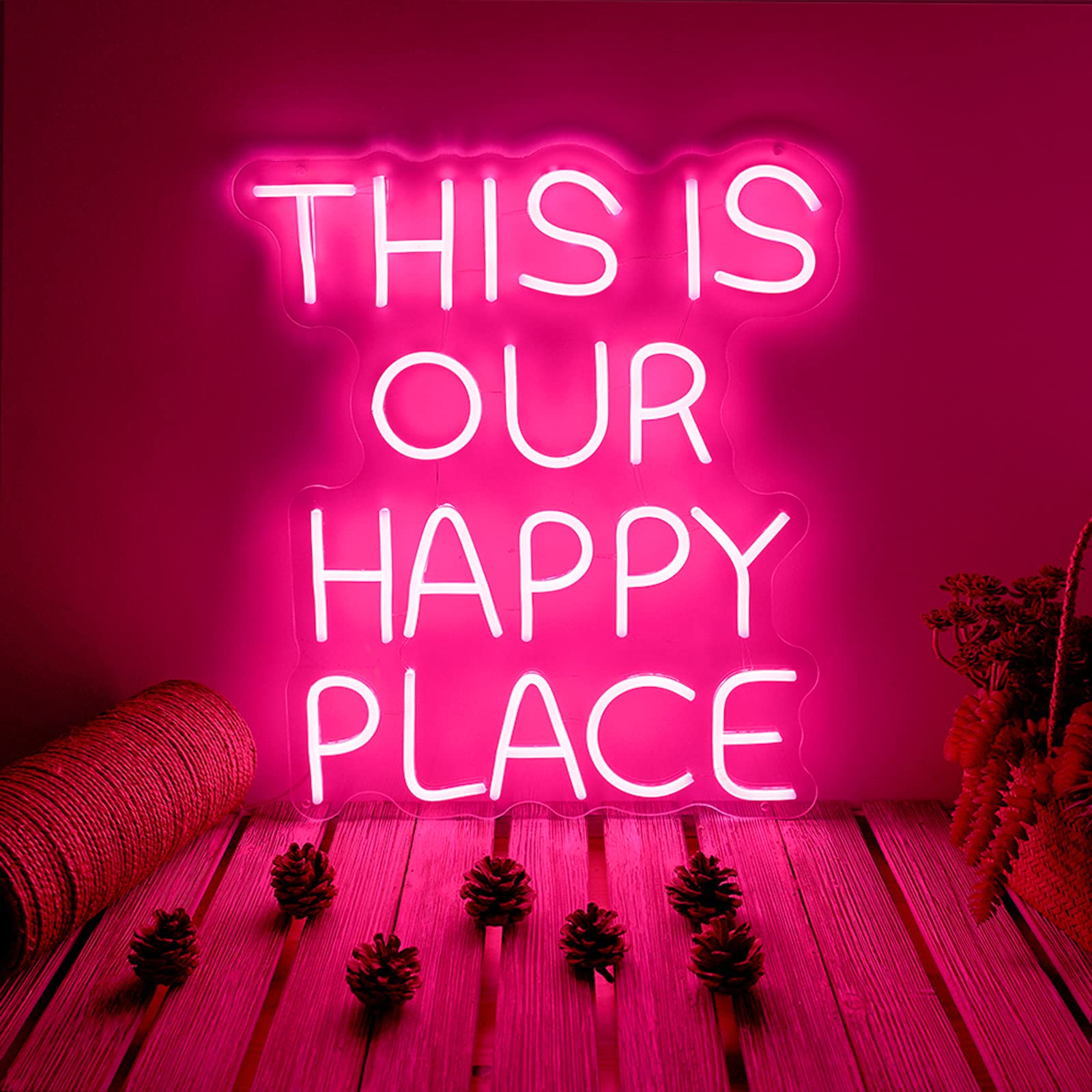 This is Our Happy Place Neon Signs-Transparent Acrylic with Dimmer Flex ...