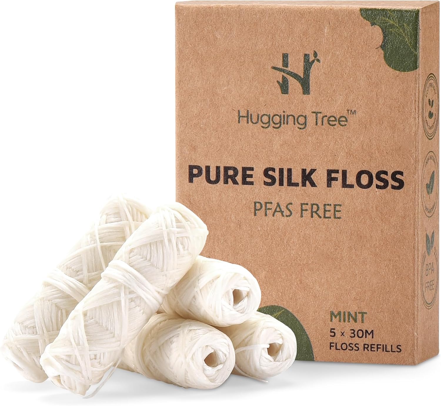 Amazon.com : HUGGING TREE Natural Silk Dental Floss Refills | PFAS Free ...
